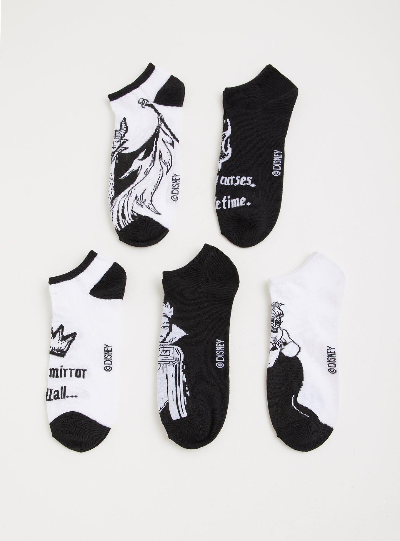 Plus Size - Black and White Villains Sock - Pack of 5 - Torrid