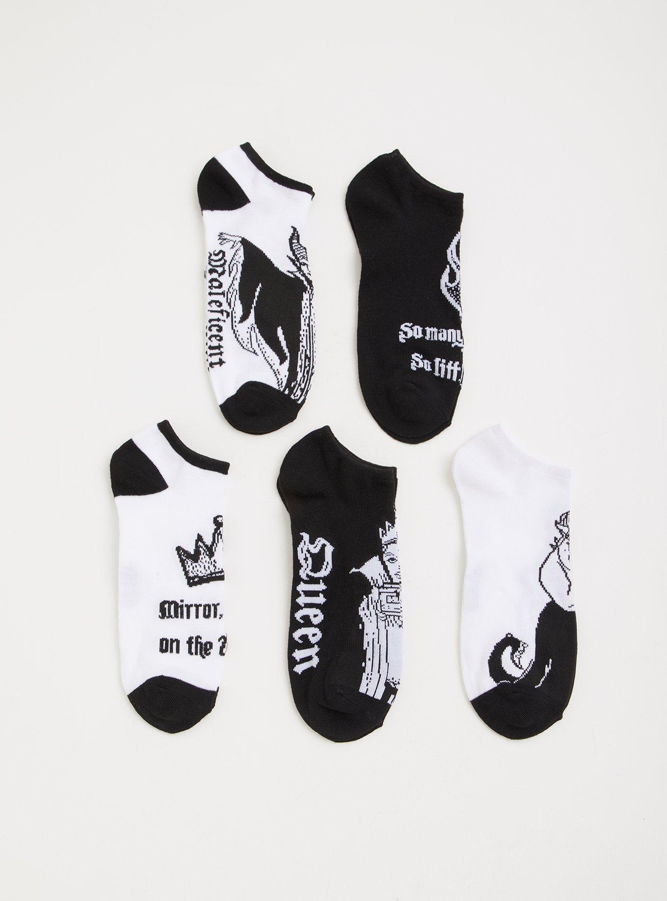 Plus Size - Black and White Villains Sock - Pack of 5 - Torrid