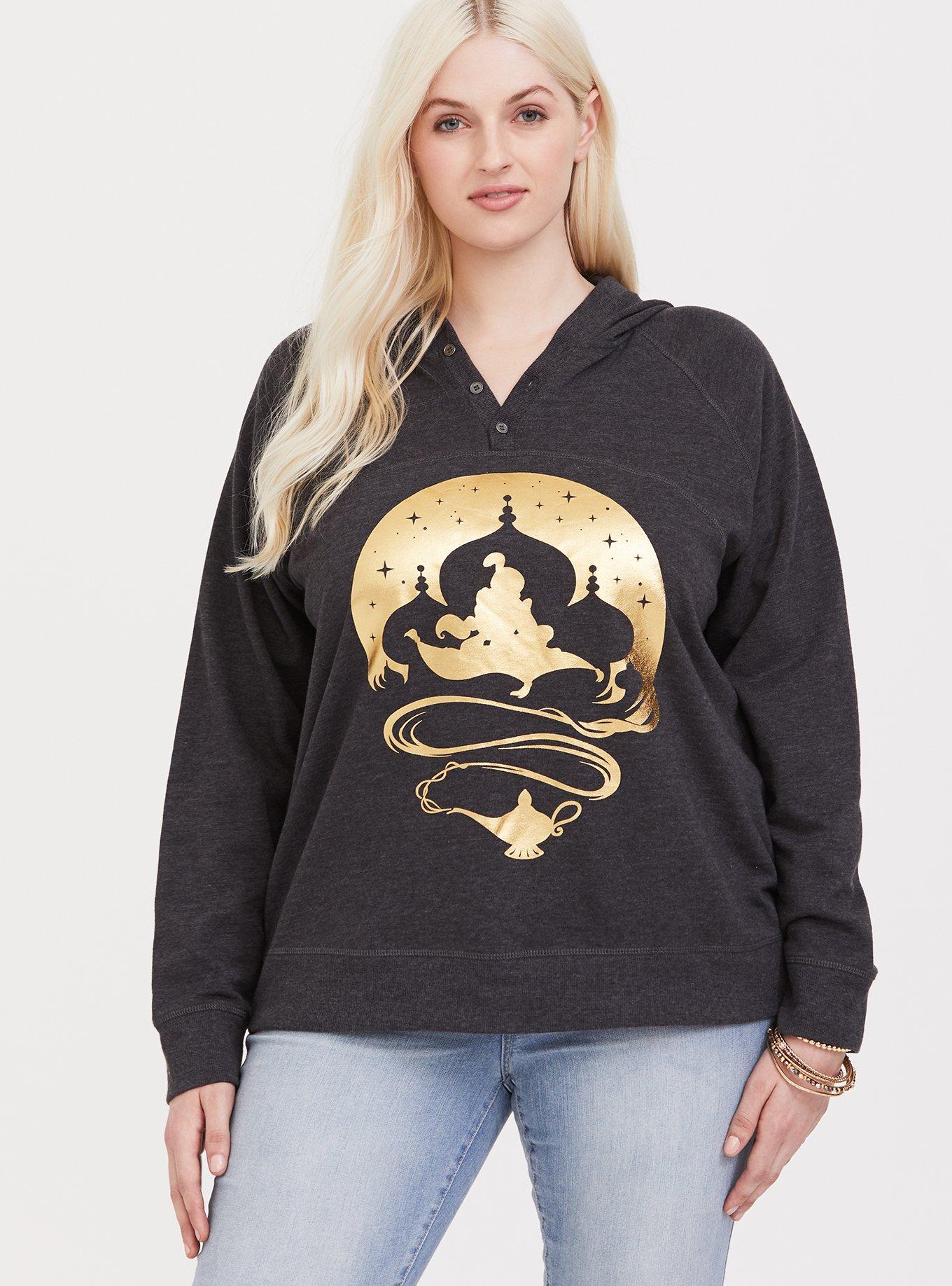Plus Size - Disney Aladdin Dark Grey Button-Up Hoodie - Torrid