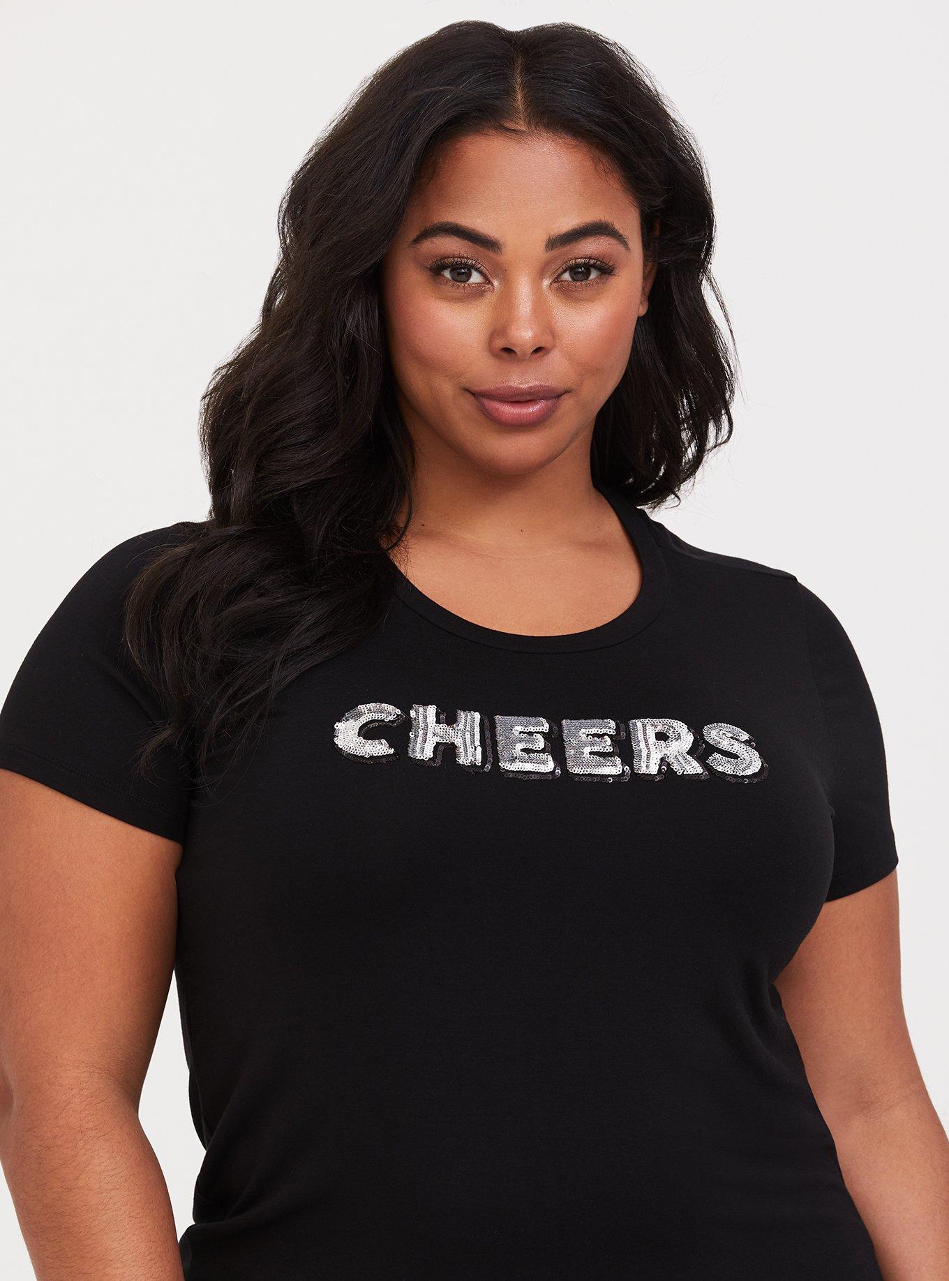 Plus Size - Super Soft Black Cheers Tee - Torrid