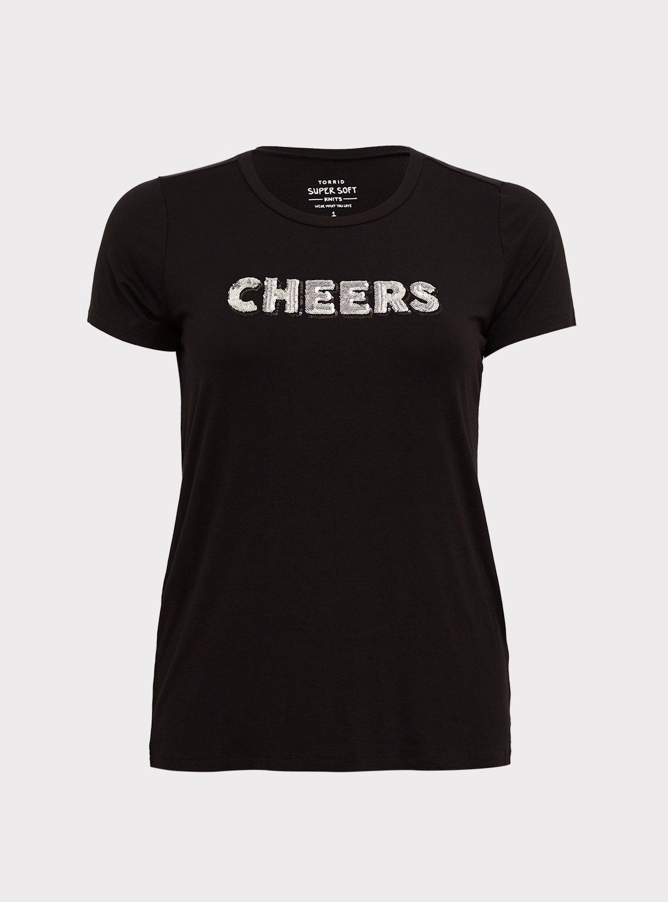 Plus Size - Super Soft Black Cheers Tee - Torrid