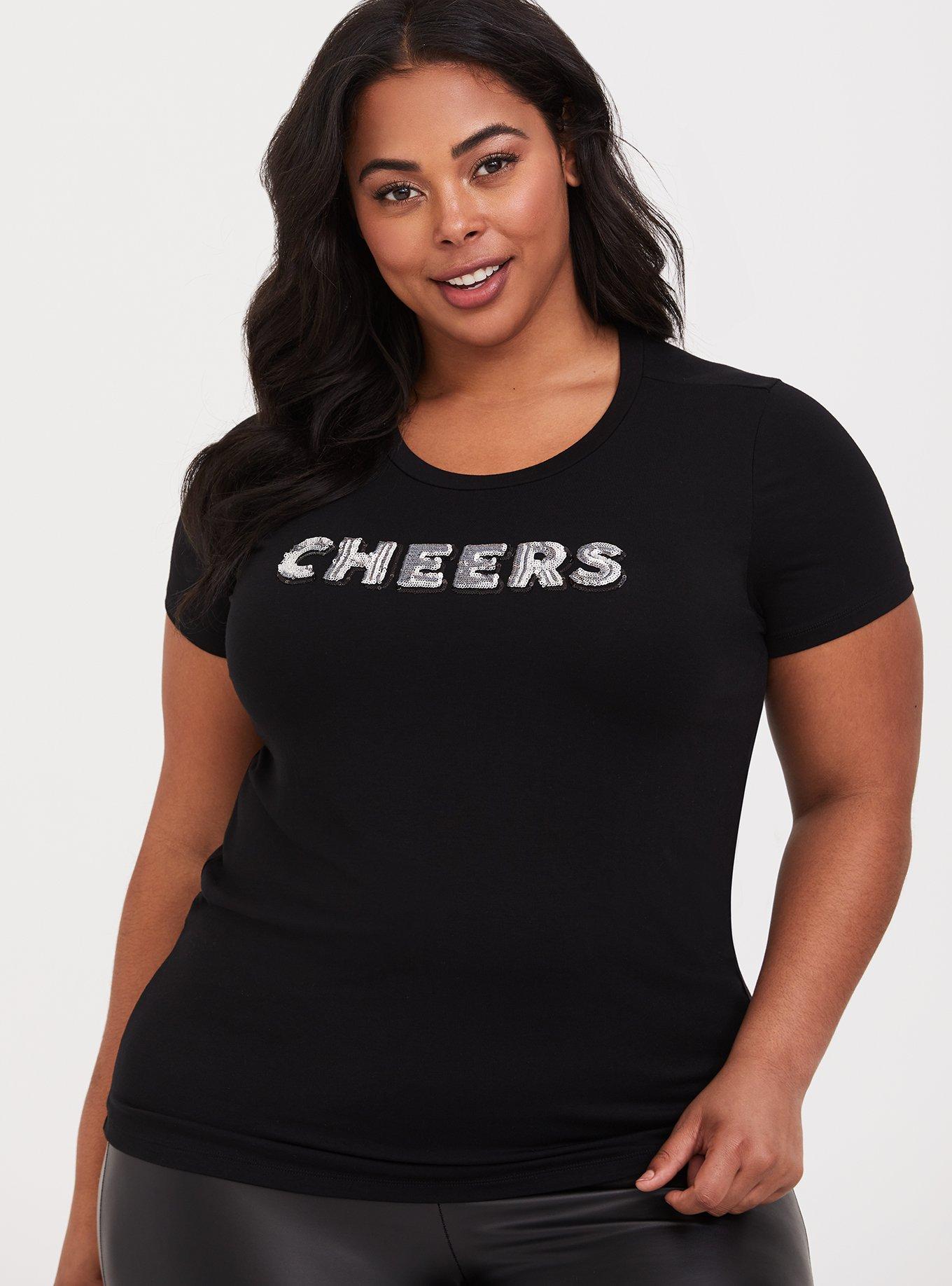 Plus Size - Super Soft Black Cheers Tee - Torrid