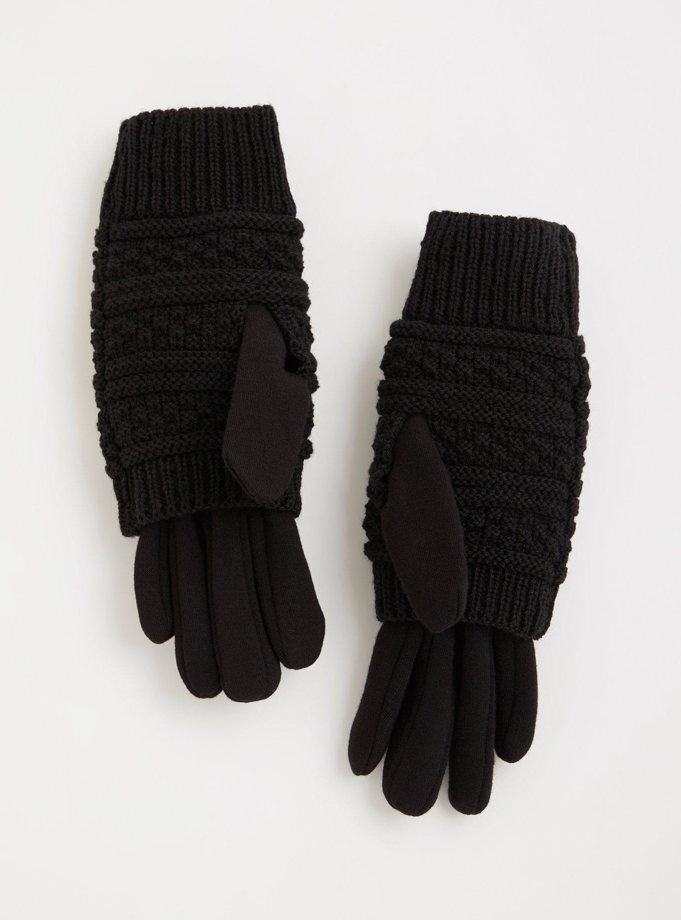 Plus Size - Black Sparkle Overlay Gloves - Torrid