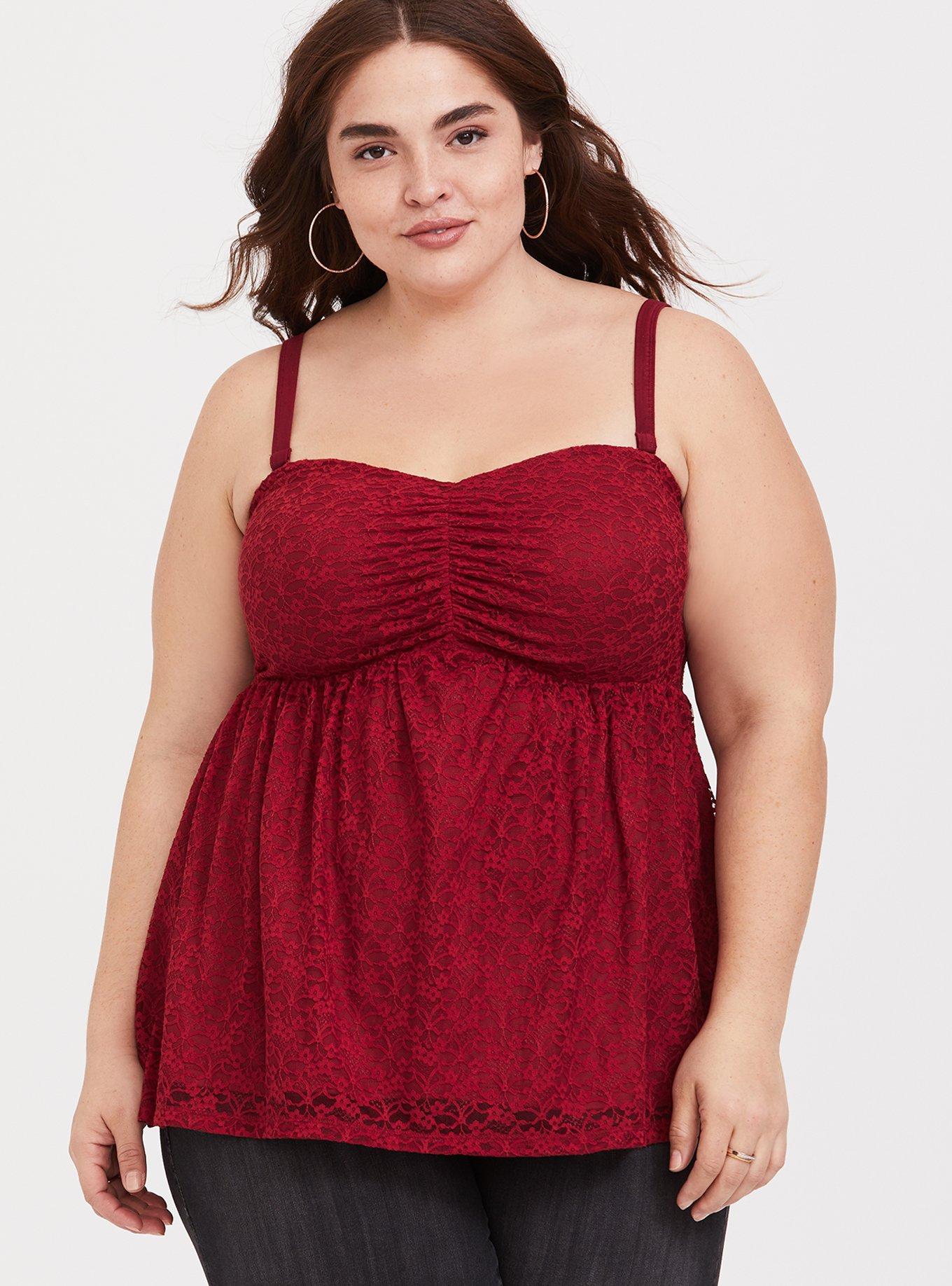Plus Size - Red Lace Bustier Babydoll Tube Top - Torrid