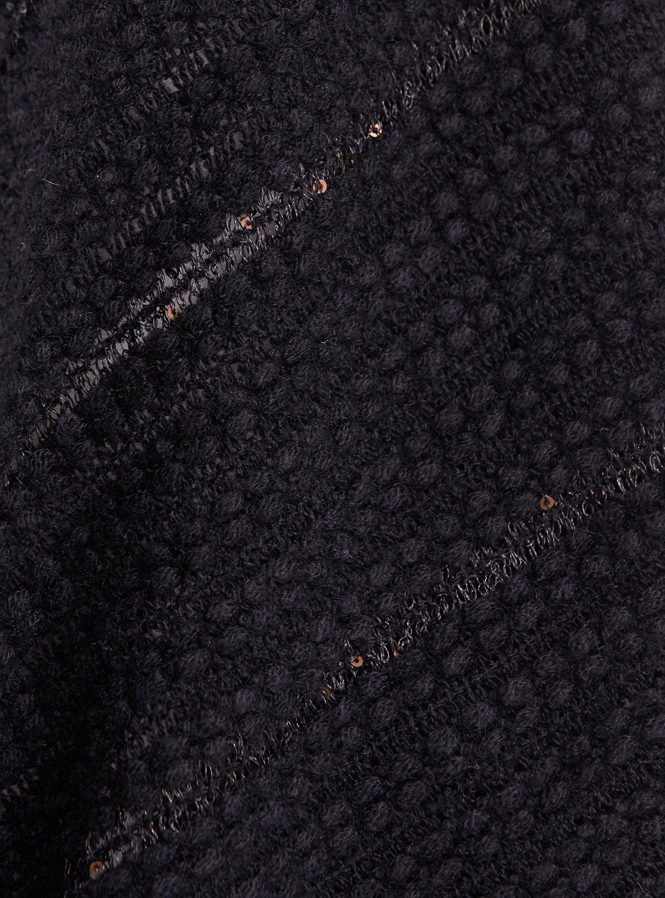 Plus Size - Black Two-Tone Sequin Drape Jacket - Torrid
