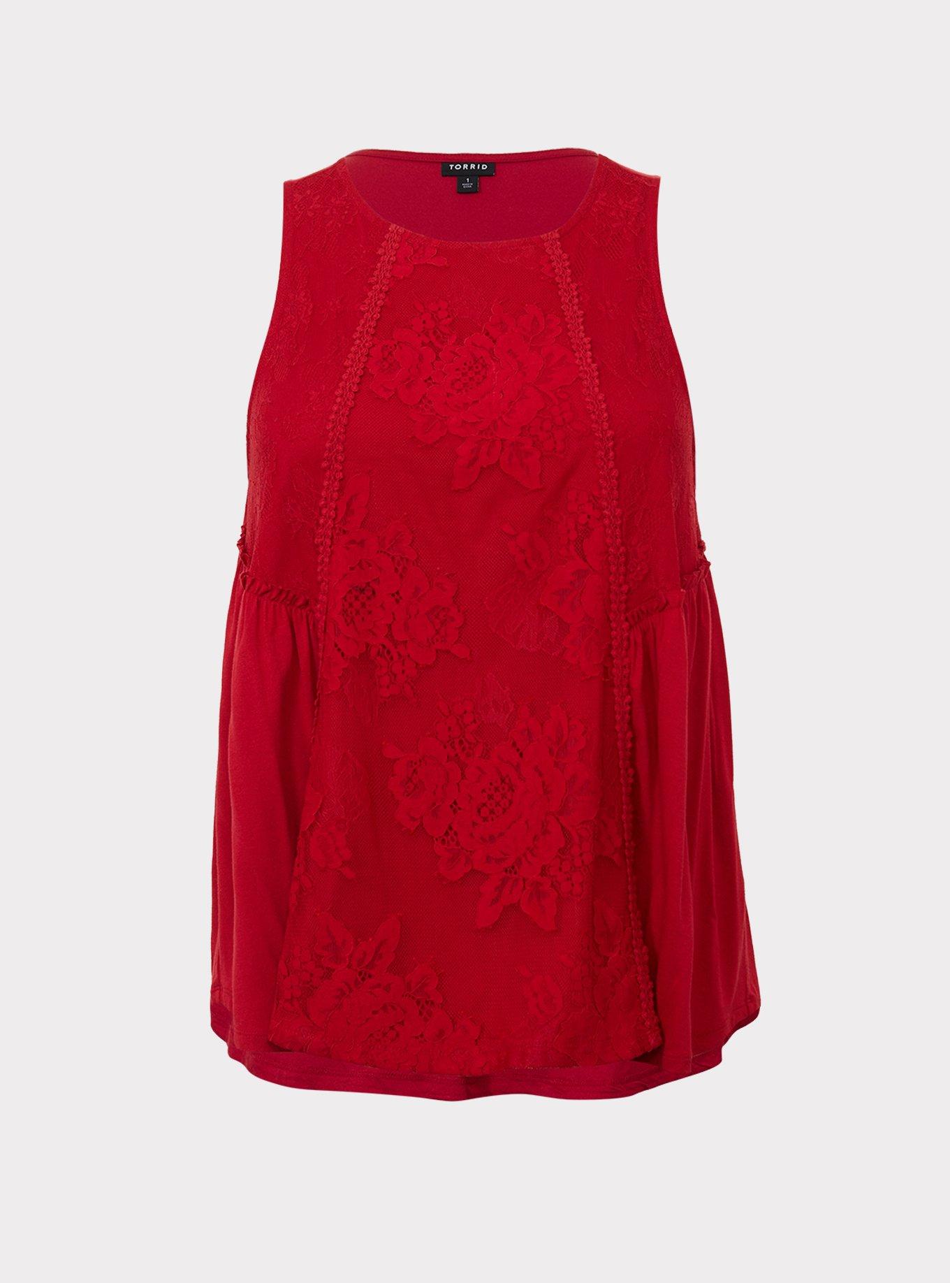 Plus Size - Red Floral Lace Tank - Torrid