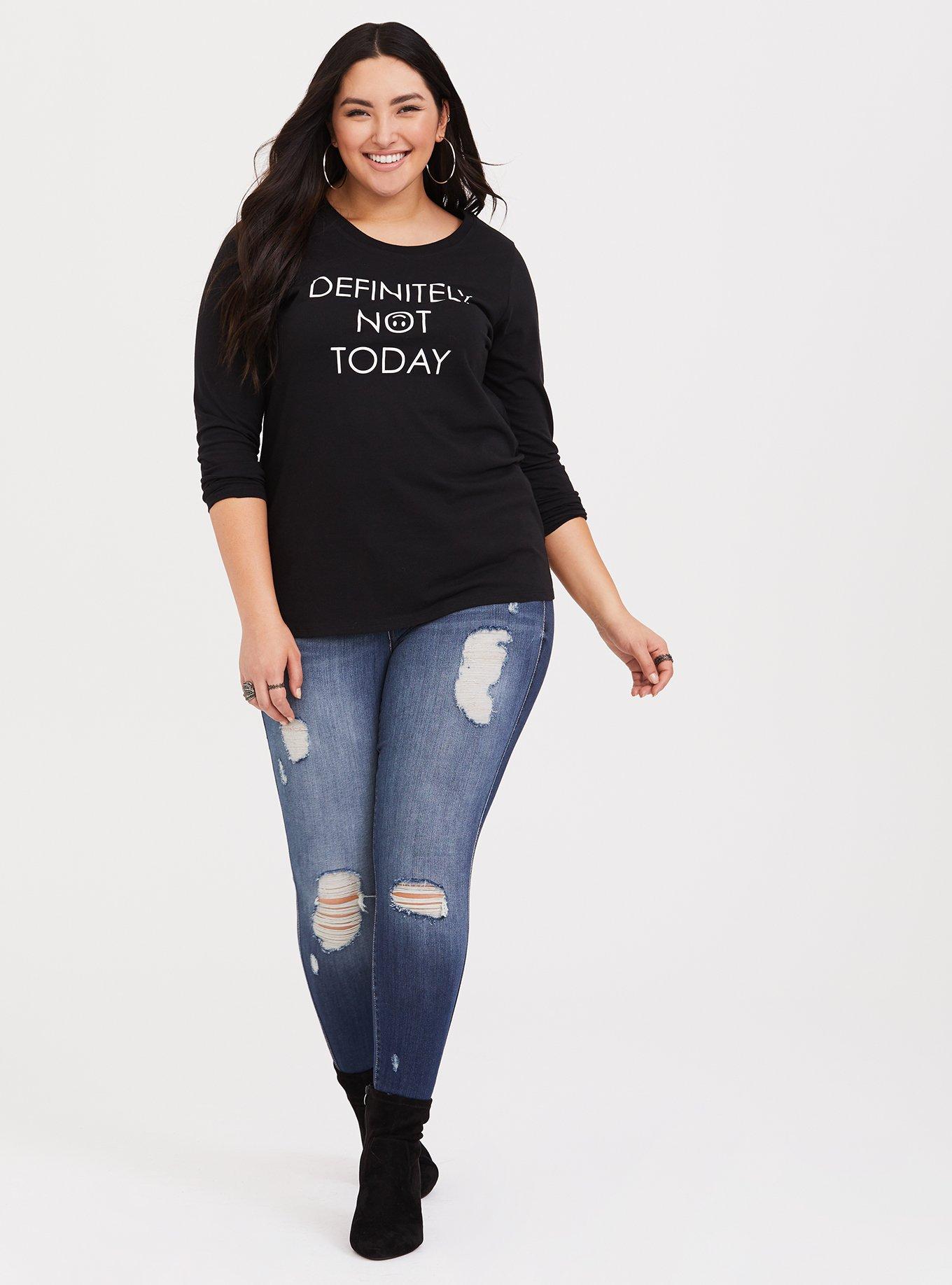 Plus Size - Black Not Today Slim Fit Tee - Torrid