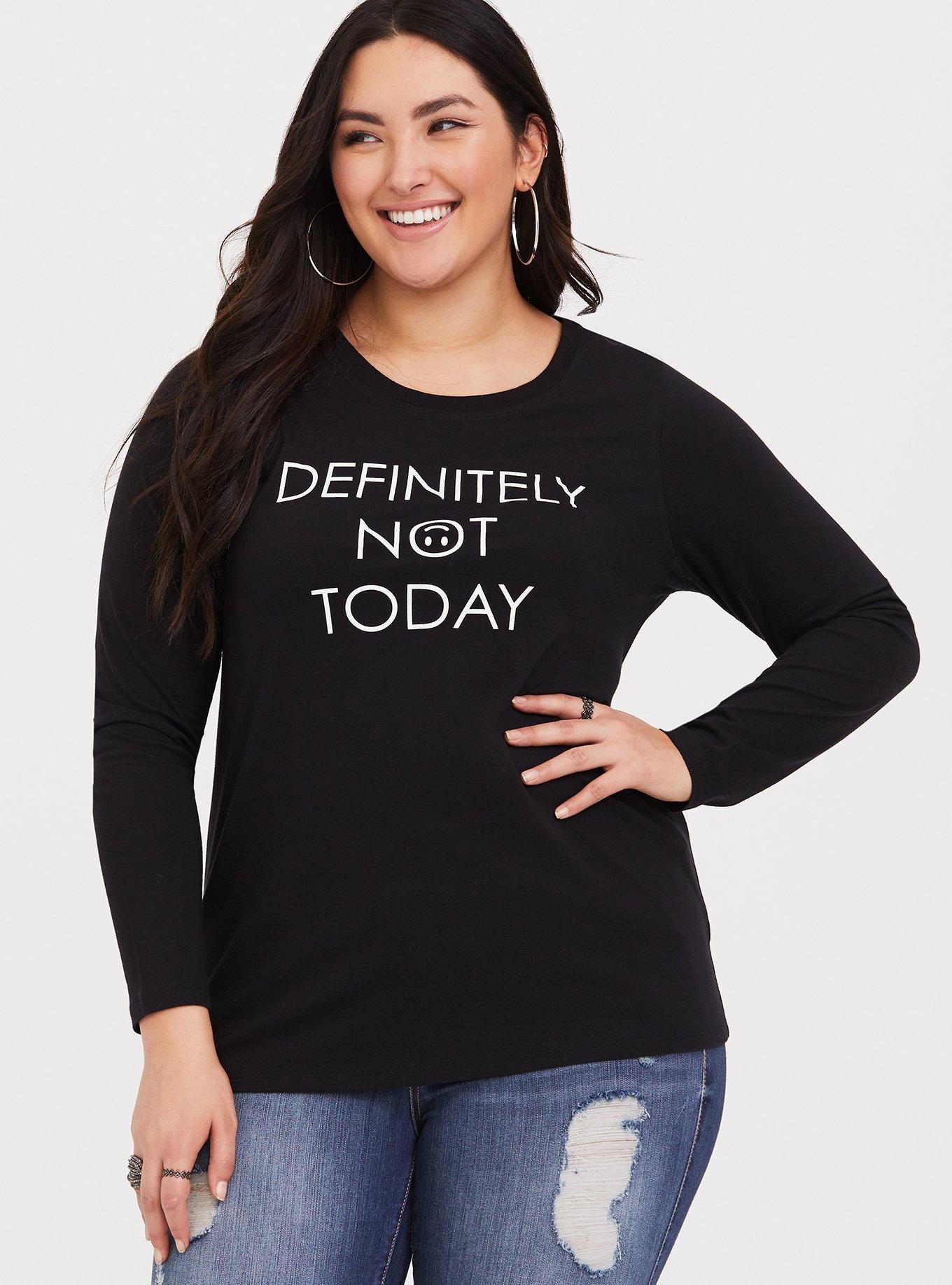 Plus Size - Black Not Today Slim Fit Tee - Torrid