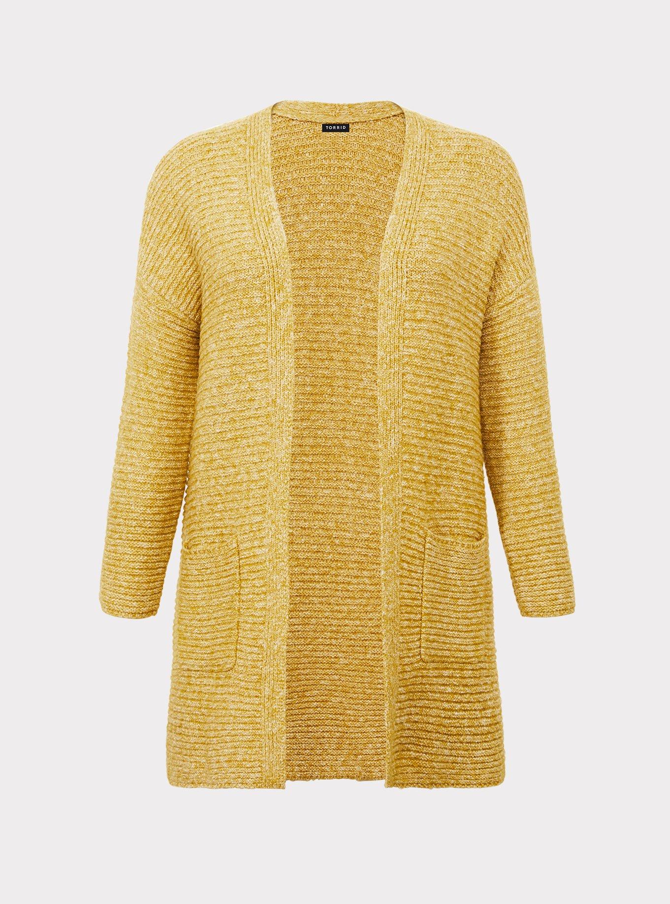 Plus Size - Yellow Drop Shoulder Slouchy Open Cardigan - Torrid