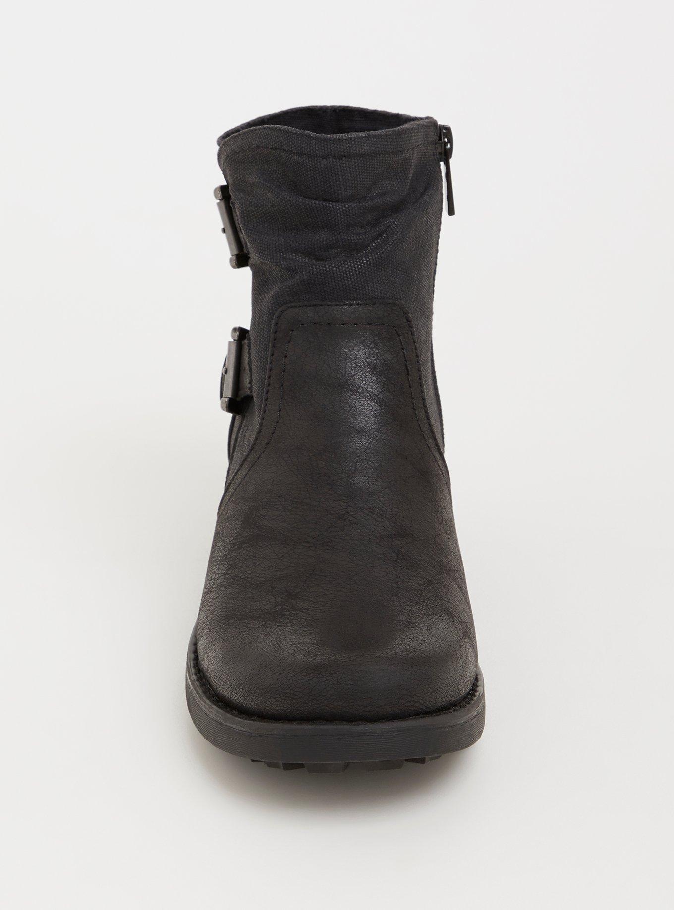 Plus Size - Canvas Moto Bootie (WW) - Torrid