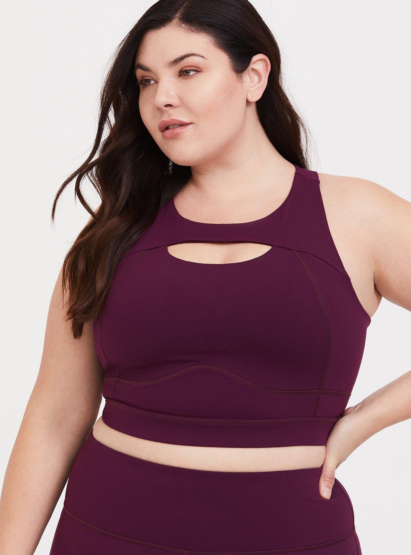 Plus Size - Burgundy Keyhole Wicking Sports Bra - Torrid