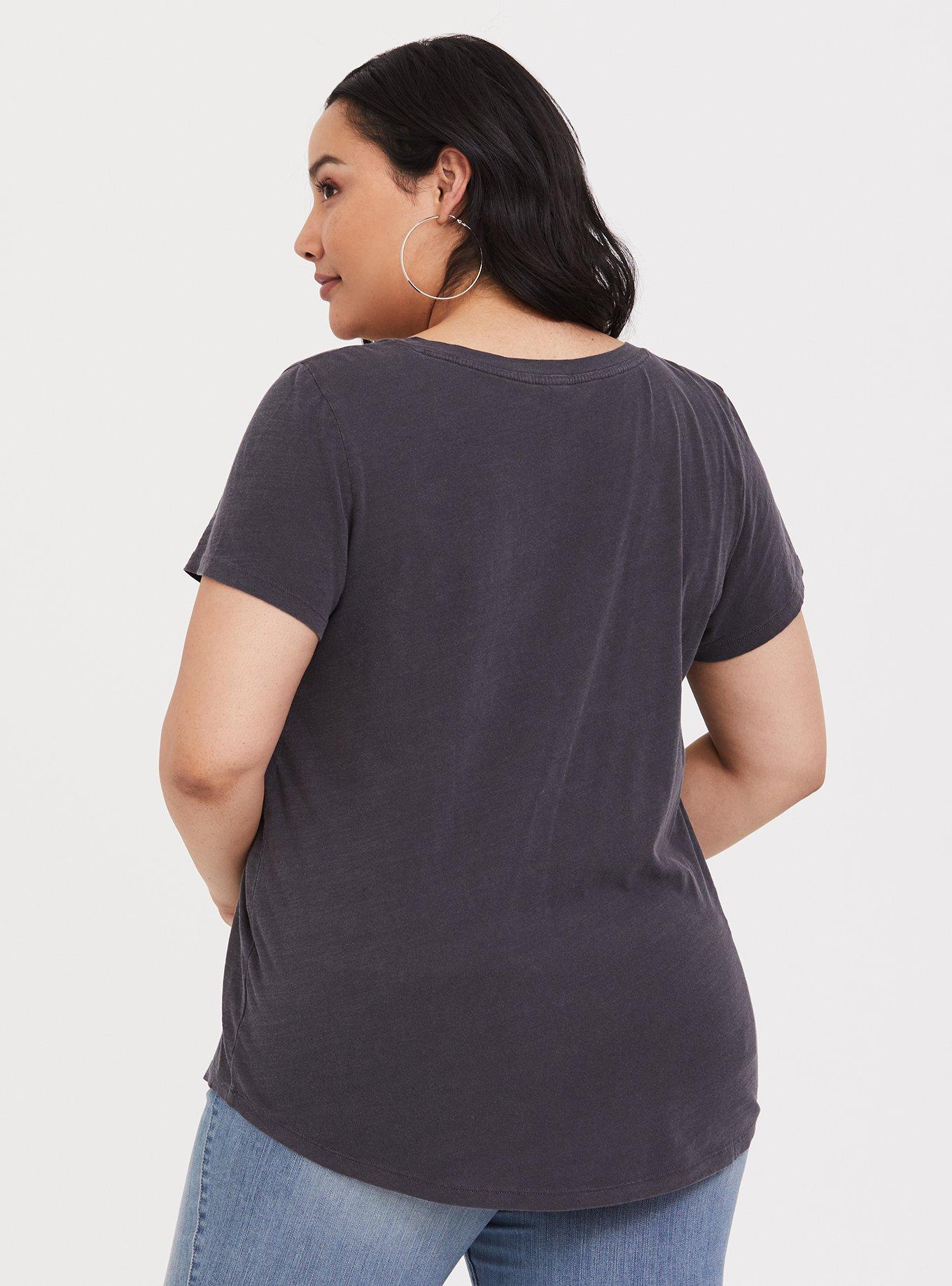 Plus Size - Premium Grey Garnet Dye Pocket V-Neck Tee - Torrid