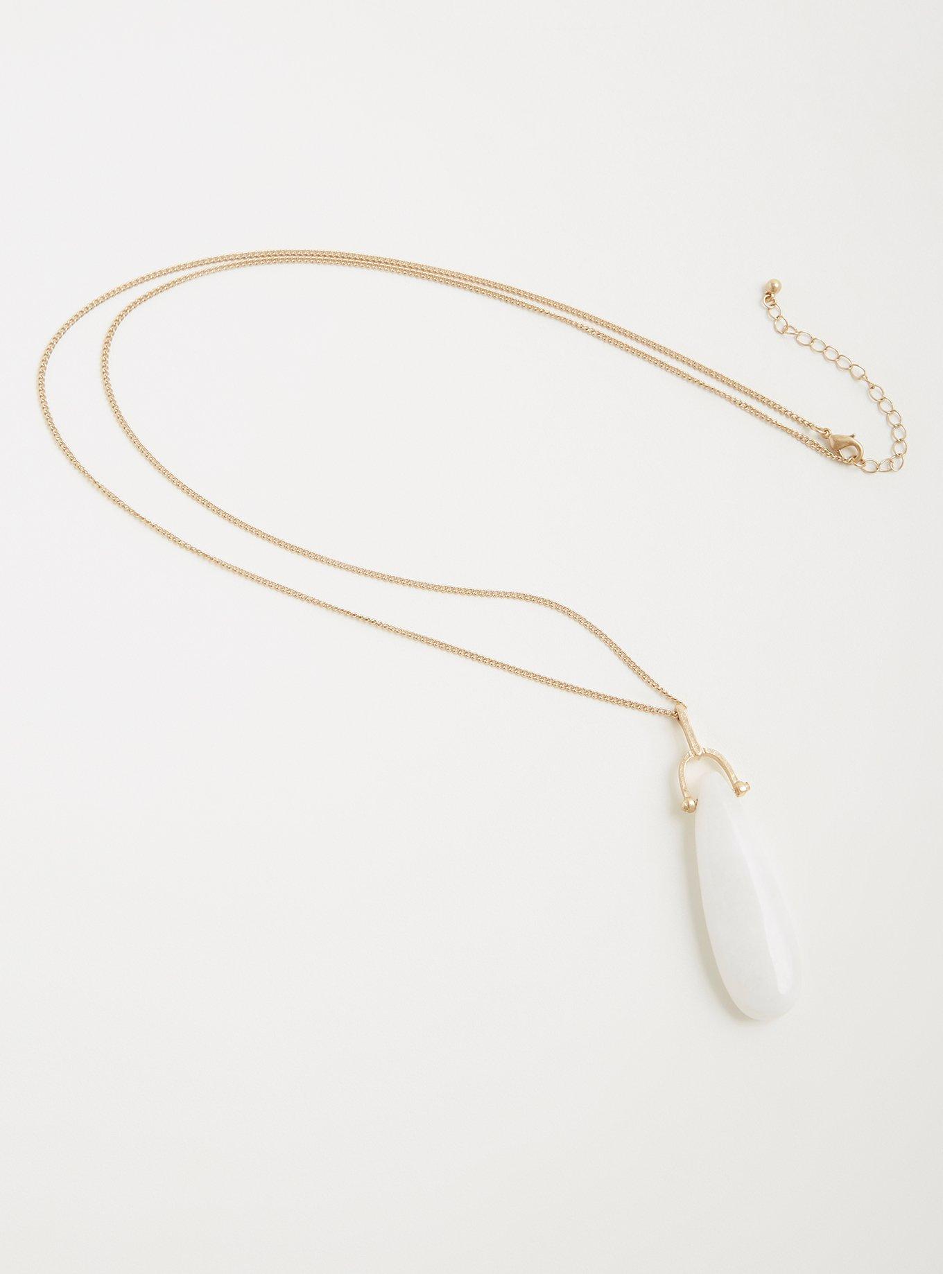 Plus Size - White Stone Pendant Necklace - Torrid