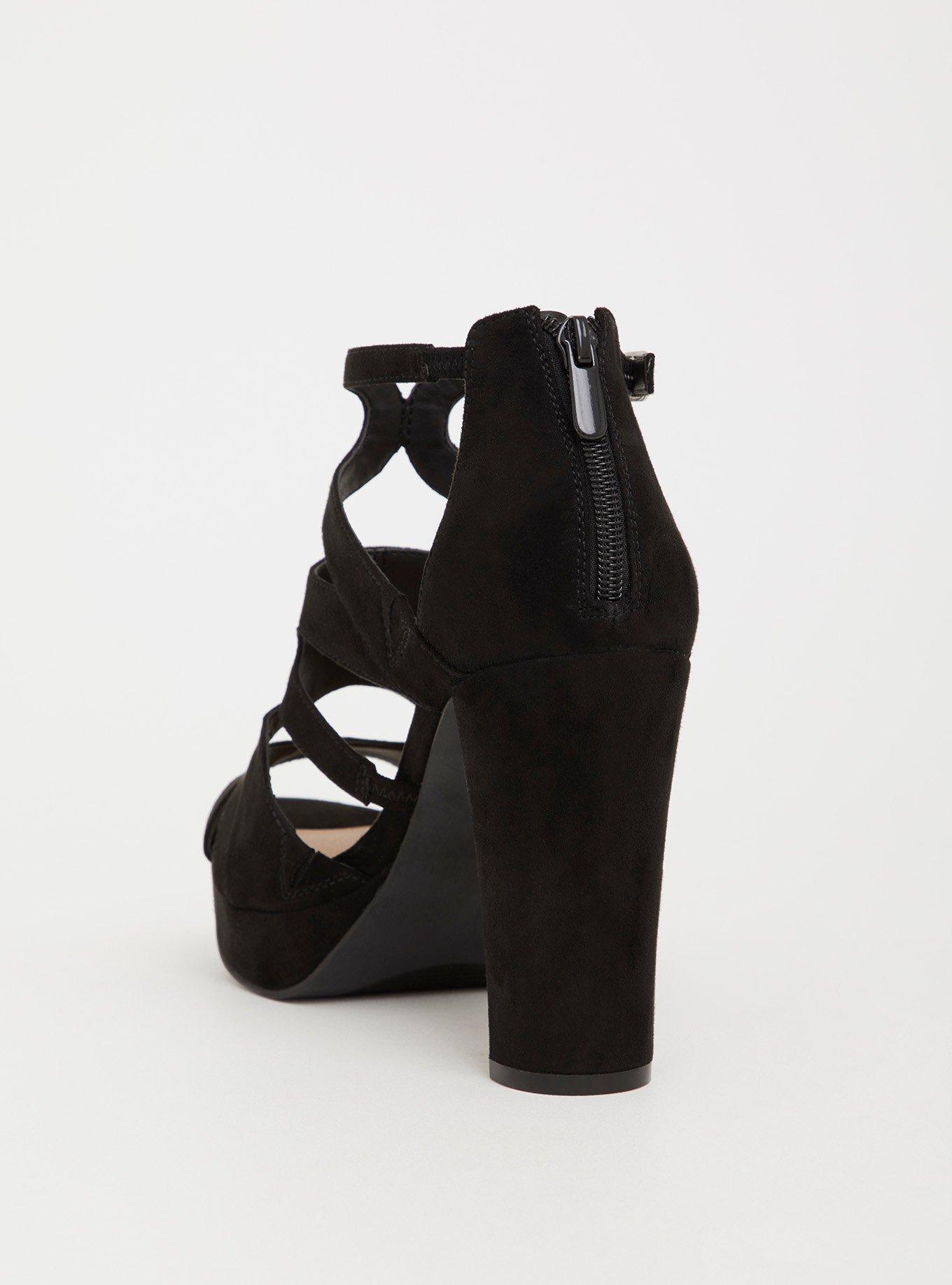Plus Size - Black Caged Platform Heel (Wide Width) - Torrid