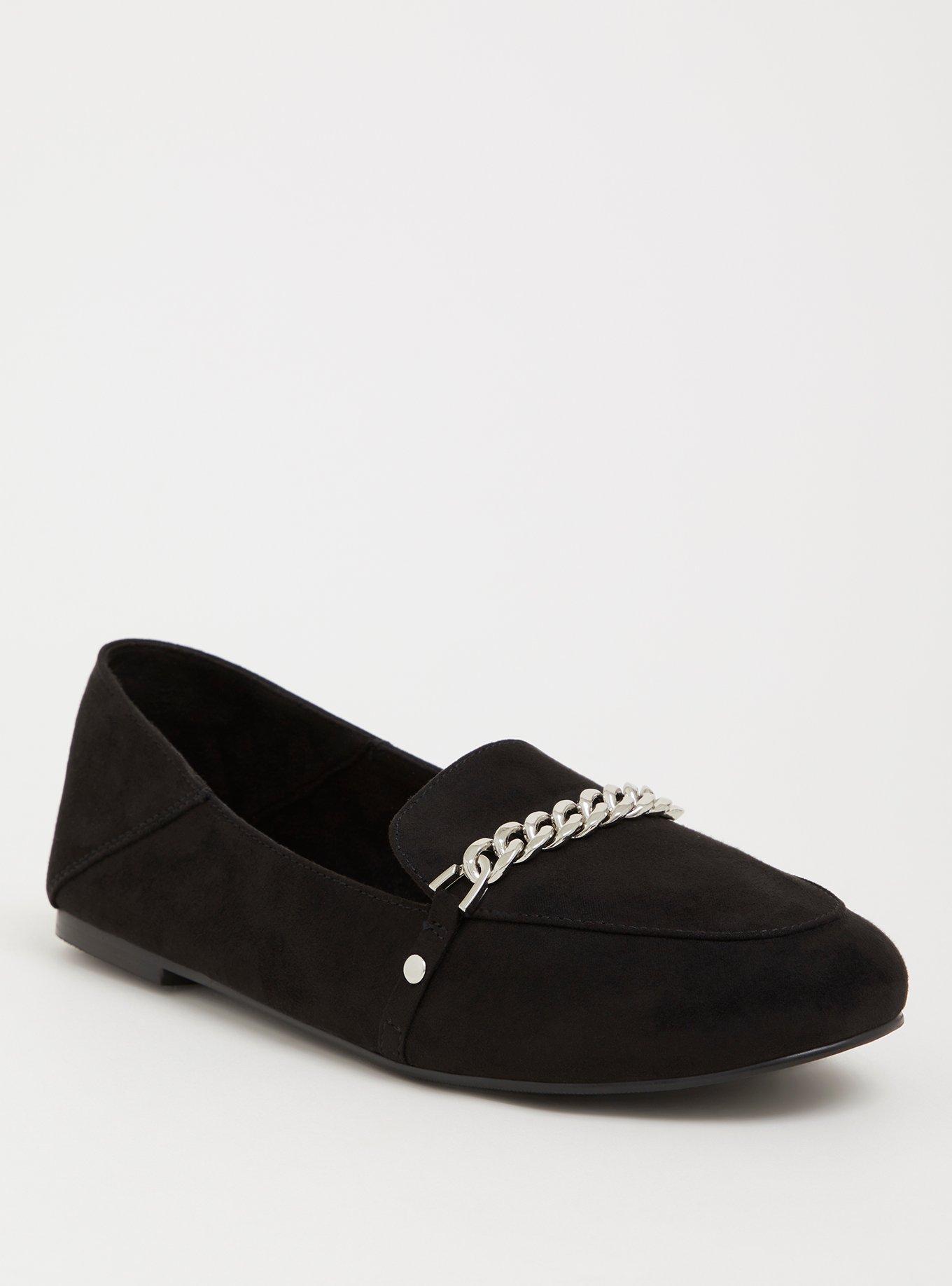 Plus Size - Black Faux Suede Chain Loafer (Wide Width) - Torrid