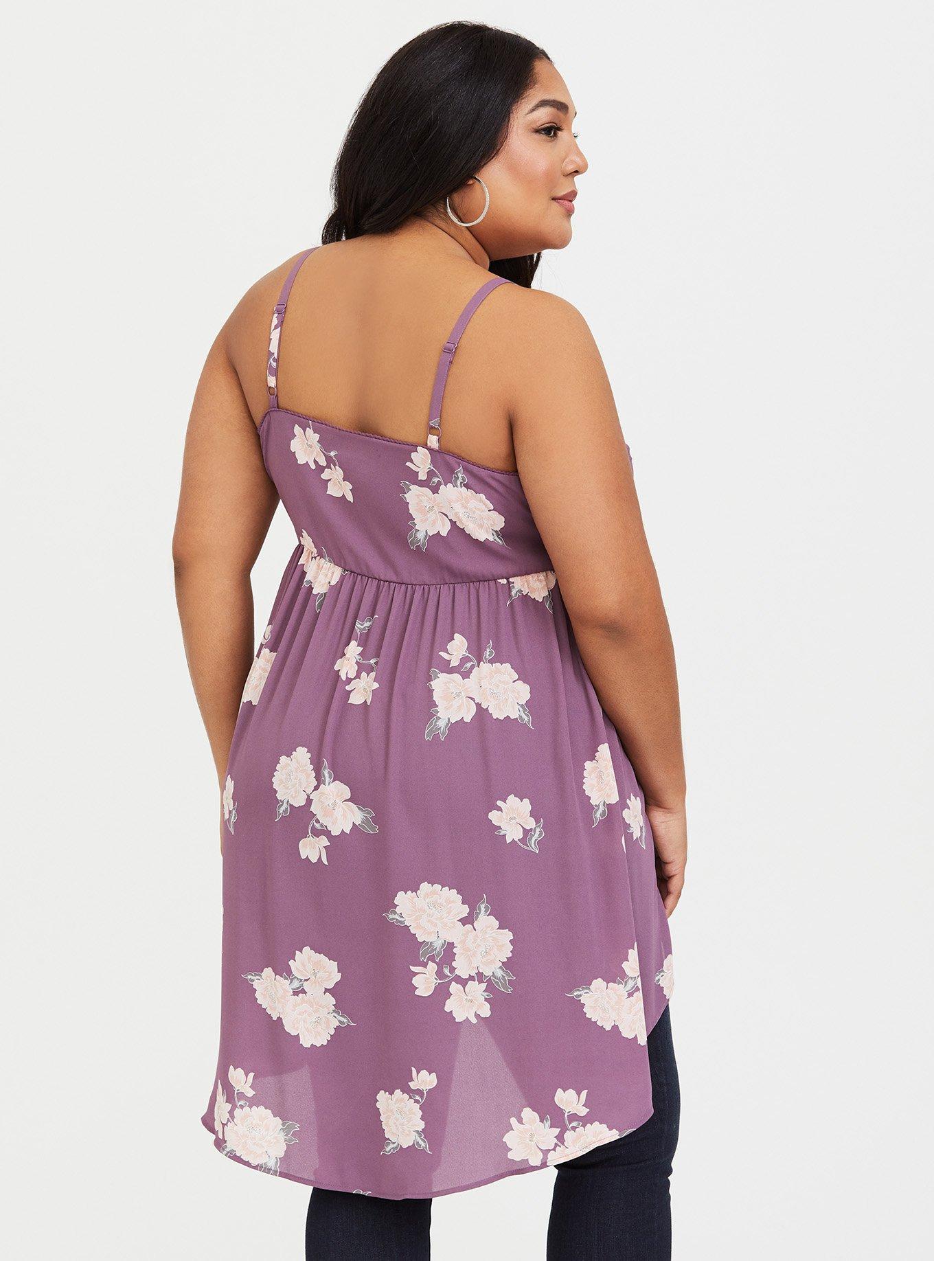 Plus Size - Lexie - Purple Floral Georgette Babydoll Cami - Torrid