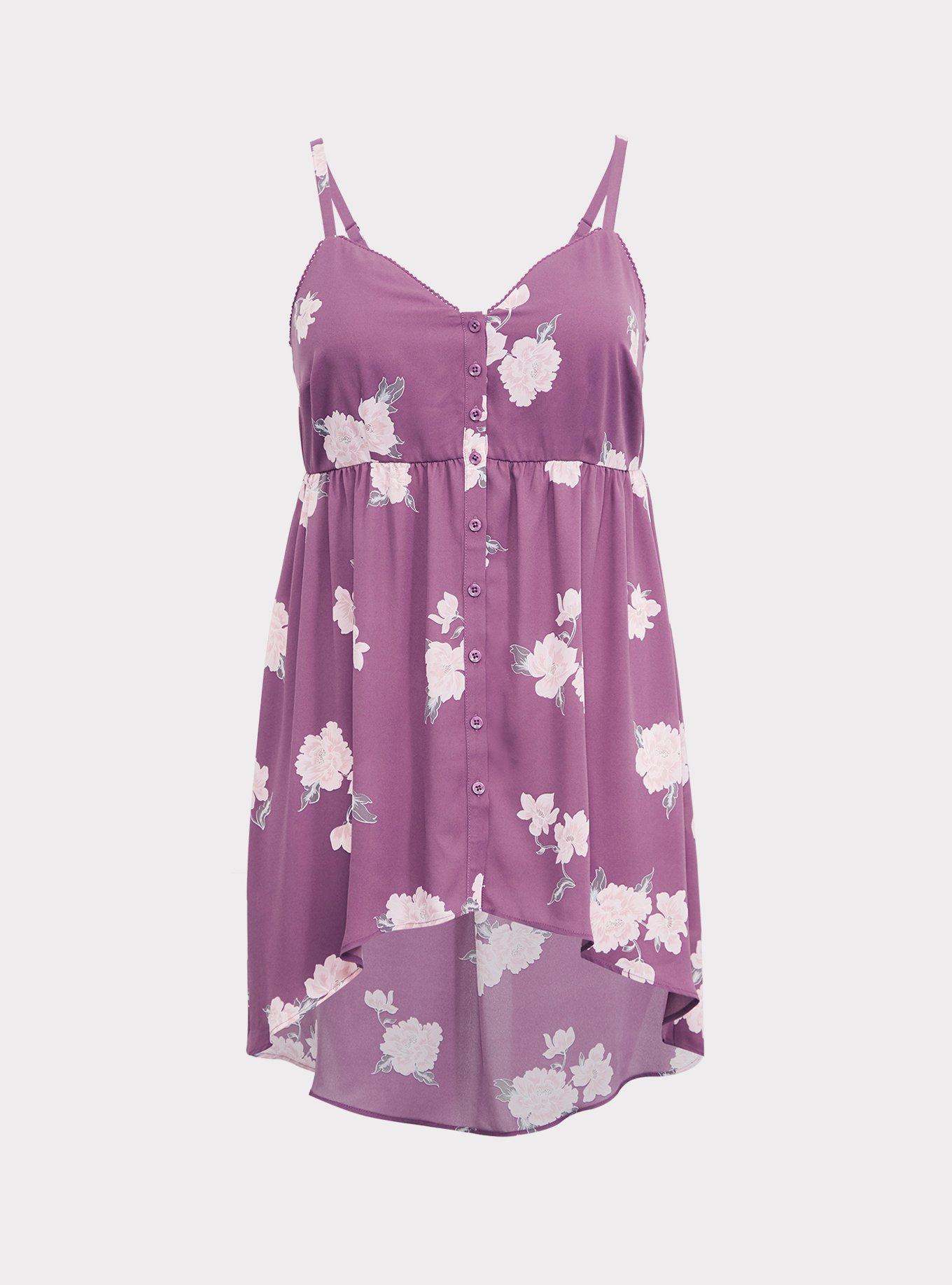 Plus Size - Lexie - Purple Floral Georgette Babydoll Cami - Torrid