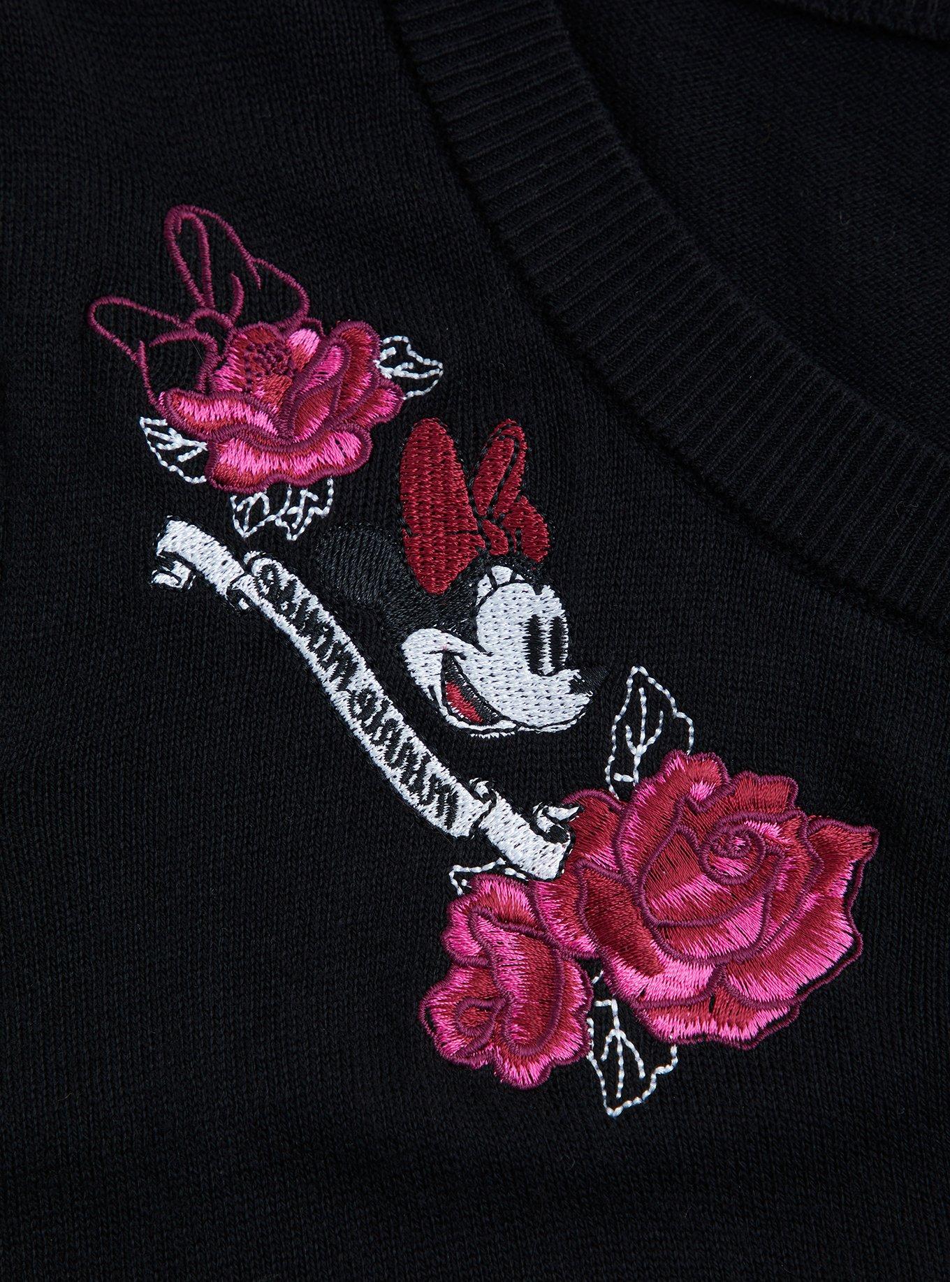 Plus Size - Disney Minnie Mouse Black Embroidered Cardigan - Torrid
