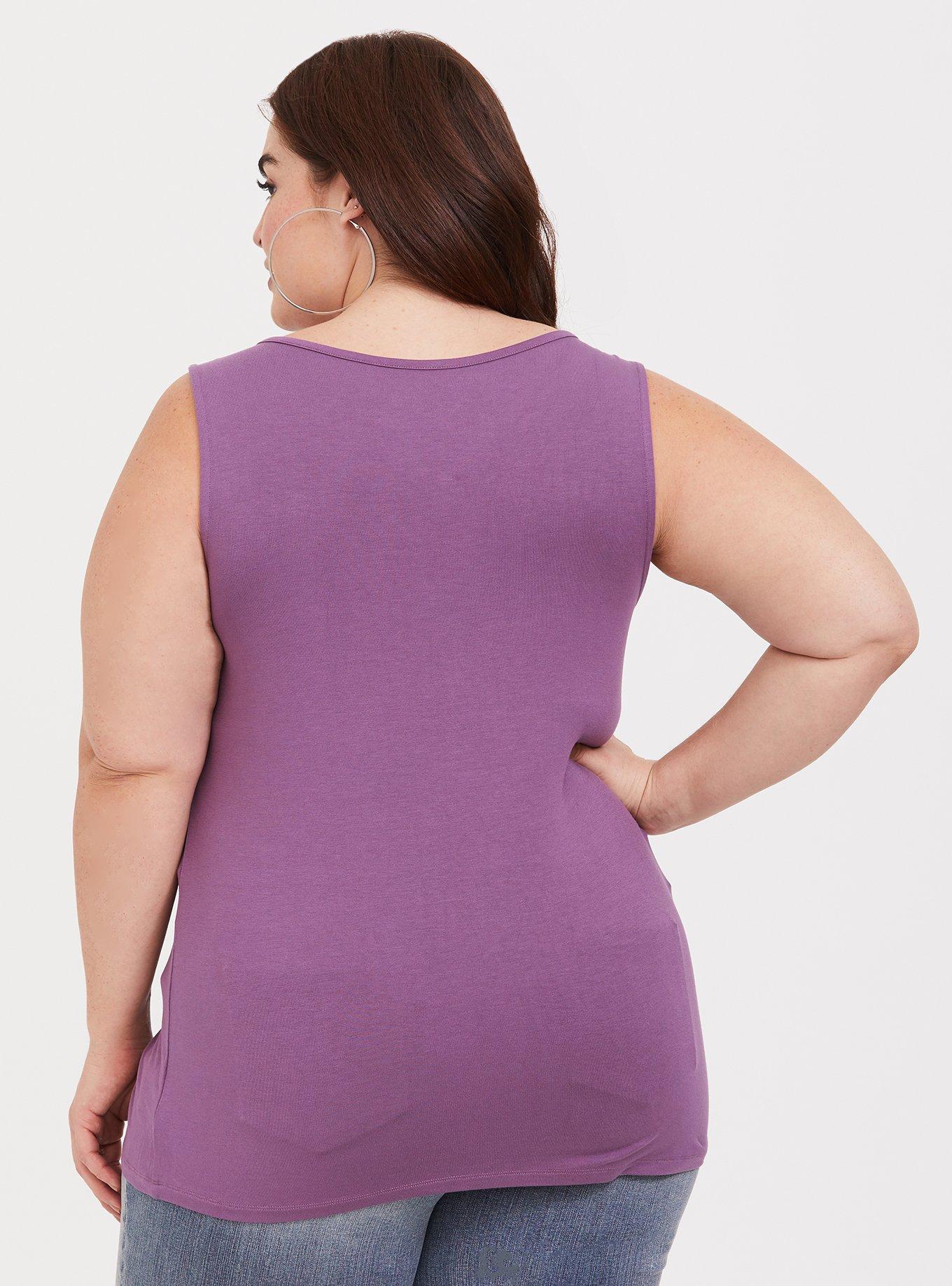 Plus Size - Purple Dot Mesh Inset Tank - Torrid