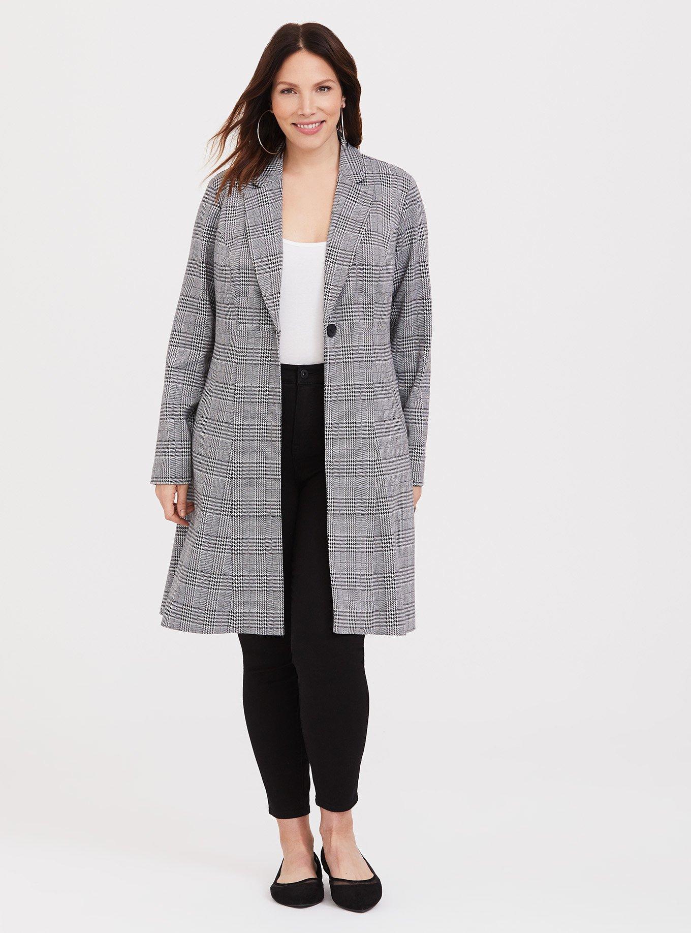 Plus Size - Textured Plaid Trench Coat - Torrid