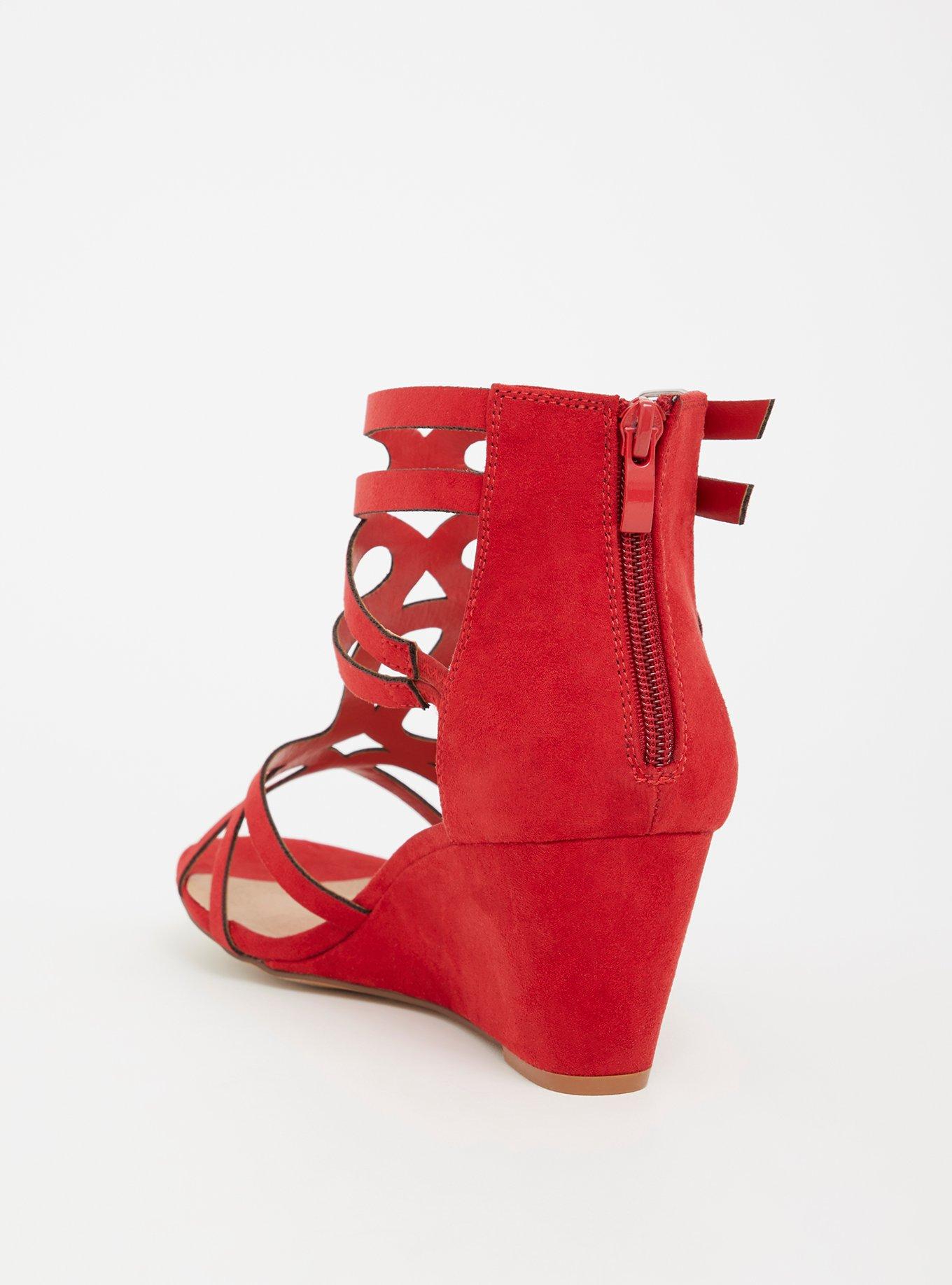 Plus Size - Red Caged Midi Wedge (Wide Width) - Torrid