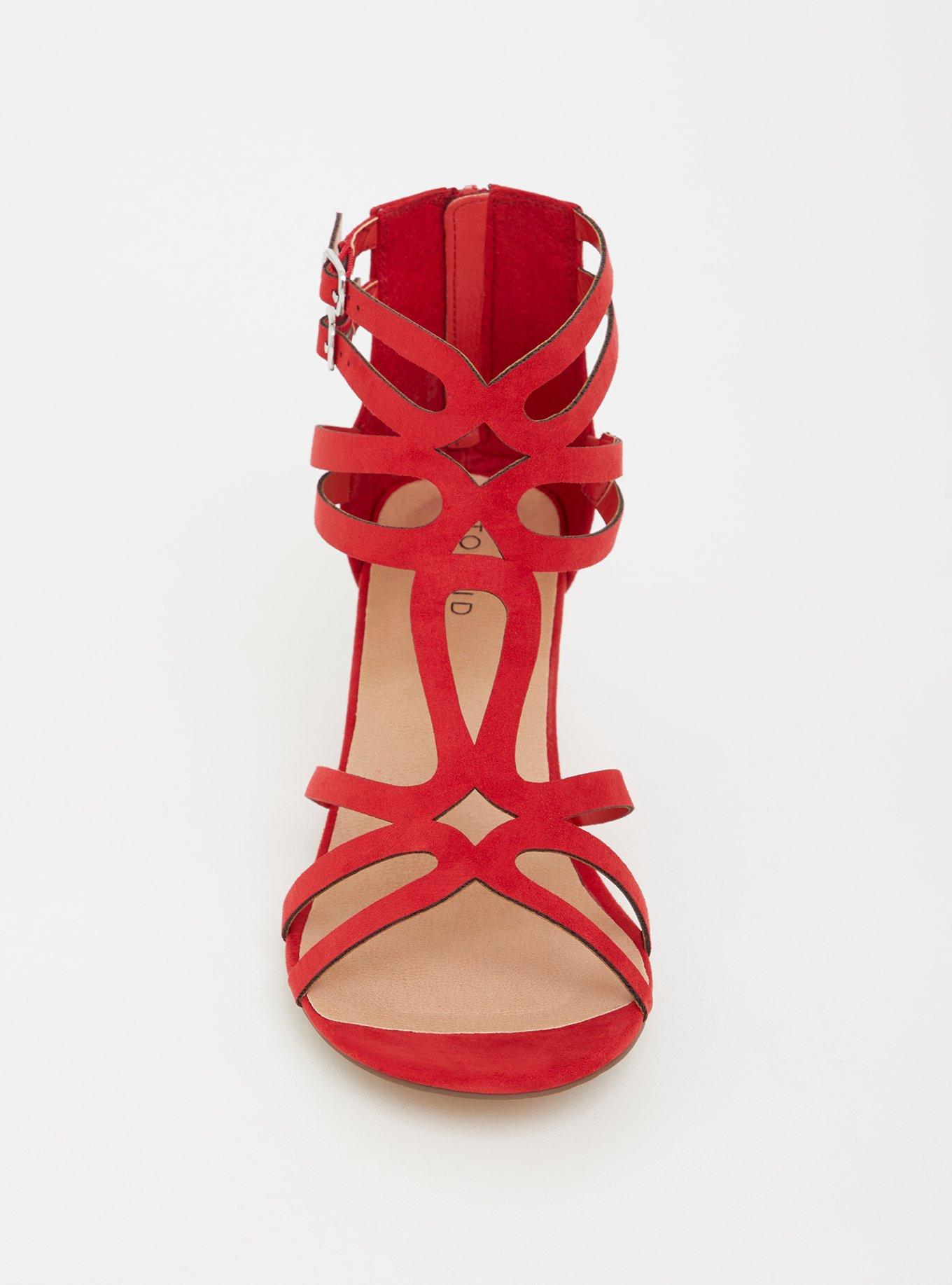 Plus Size - Red Caged Midi Wedge (Wide Width) - Torrid