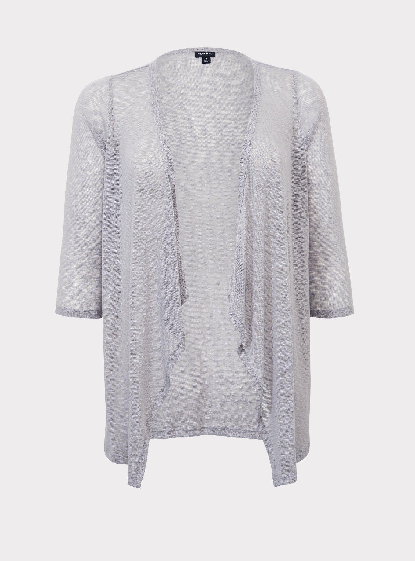 Plus Size - Pointelle Cardigan Drape Front Sweater - Torrid