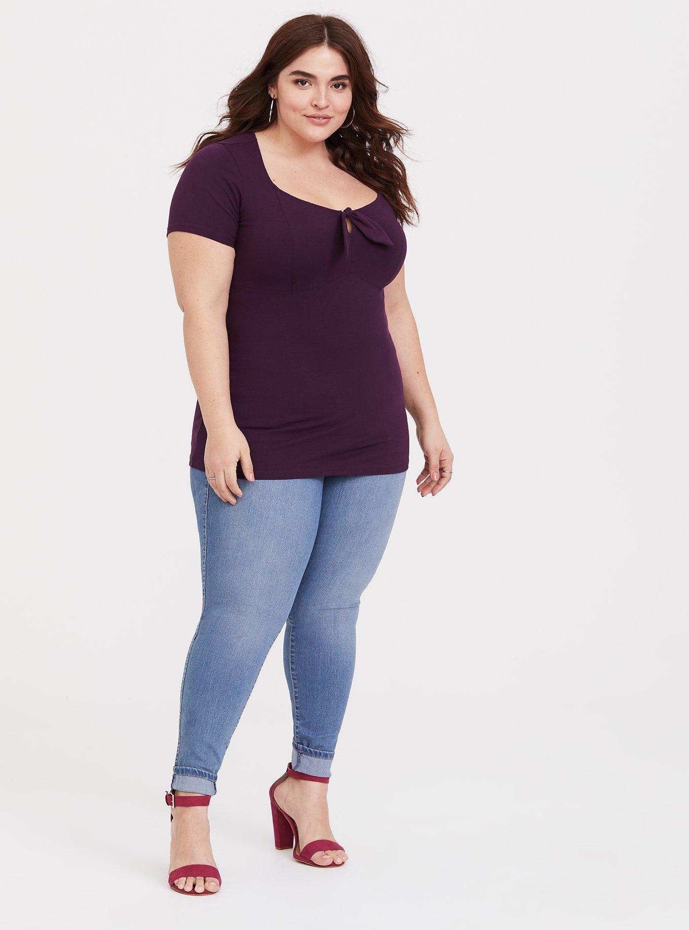 Plus Size - Purple Tie Front Foxy Tee - Torrid
