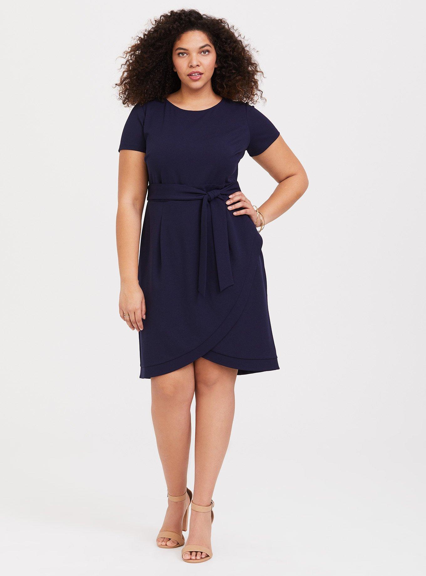 Plus Size - Mini Stretch Crepe Shift Dress - Torrid