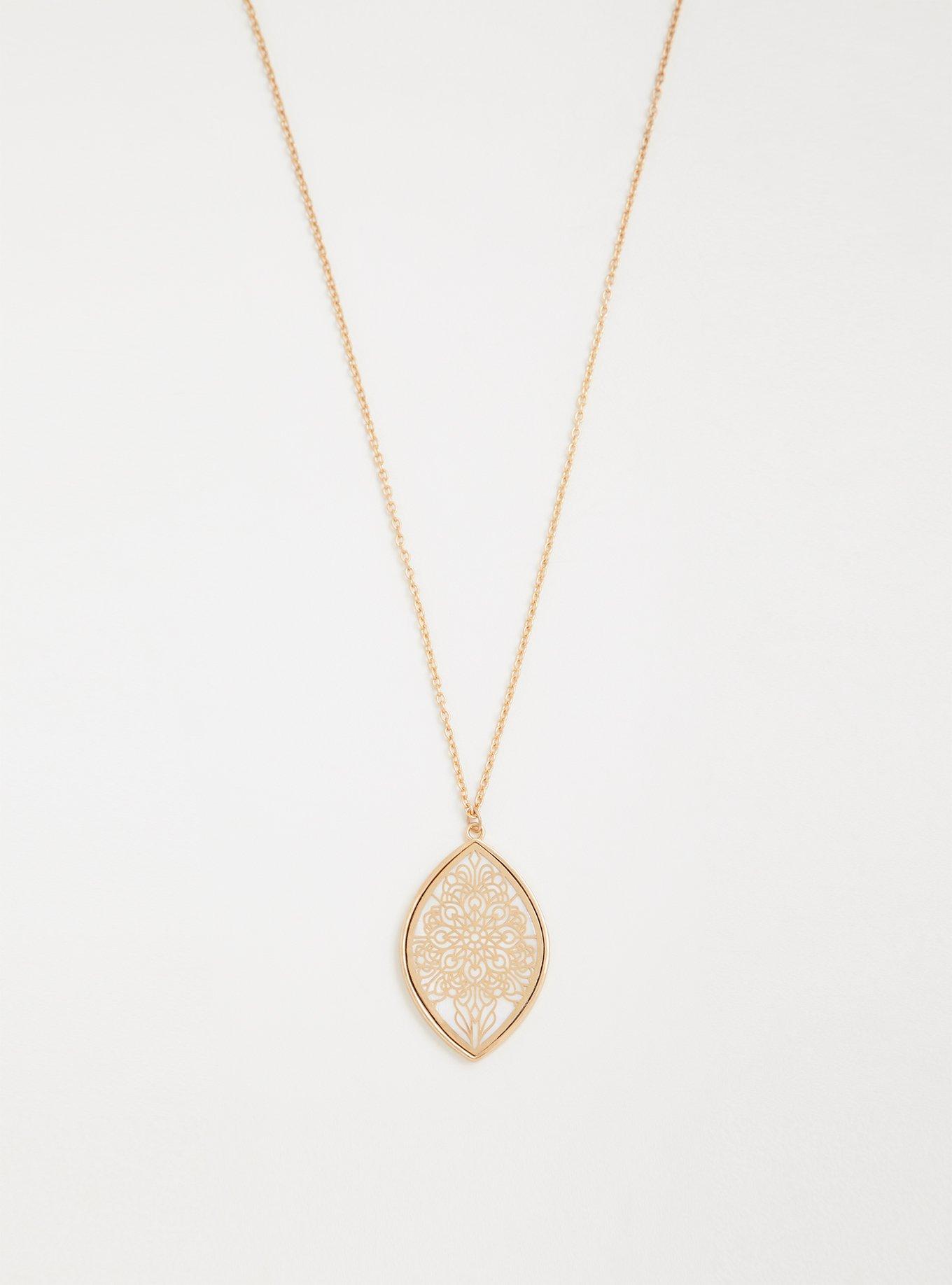 Plus Size - Gold-Tone Filigree Overlay Pendant Necklace - Torrid