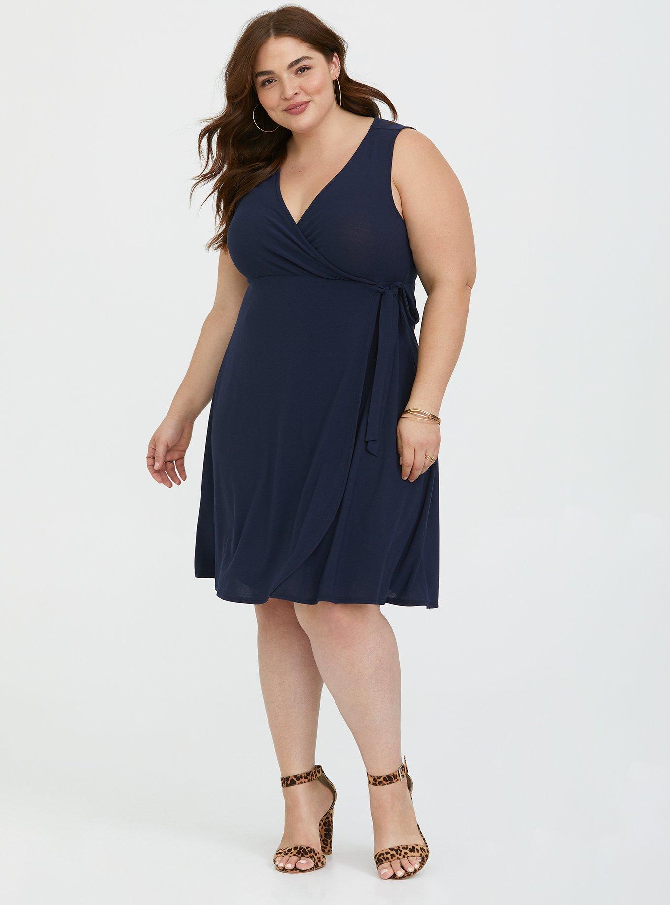 Plus Size - Mini Stretch Crepe Wrap Dress - Torrid