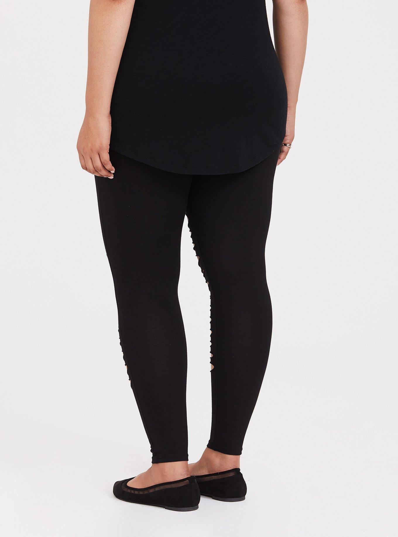 Plus Size - Black Skull Slashed Legging - Torrid