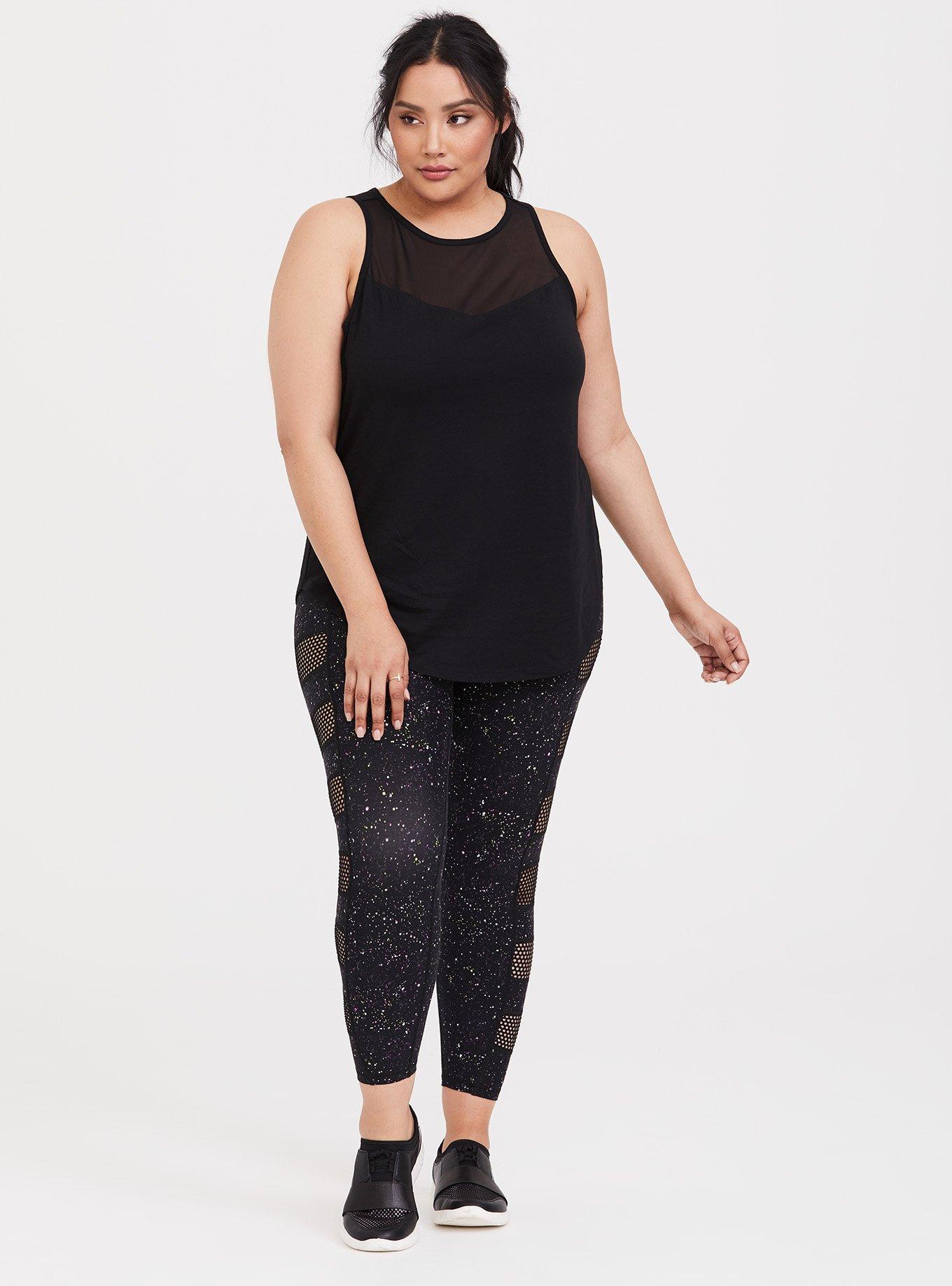 Plus Size - Black Mesh Inset Wicking Active Tank - Torrid