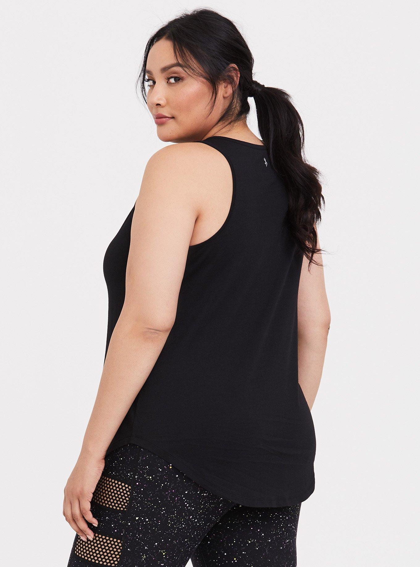 Plus Size - Black Mesh Inset Wicking Active Tank - Torrid