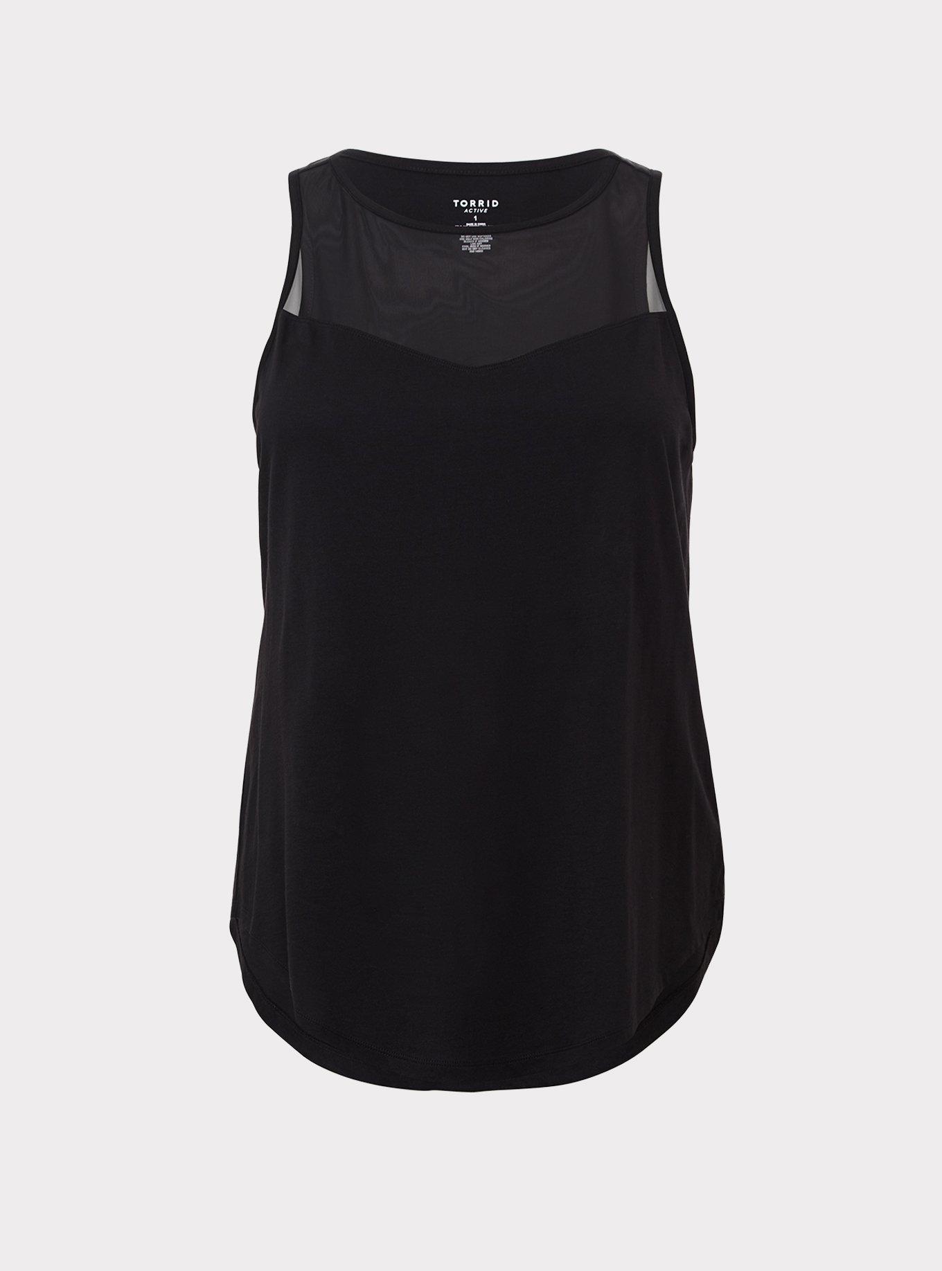 Plus Size - Black Mesh Inset Wicking Active Tank - Torrid