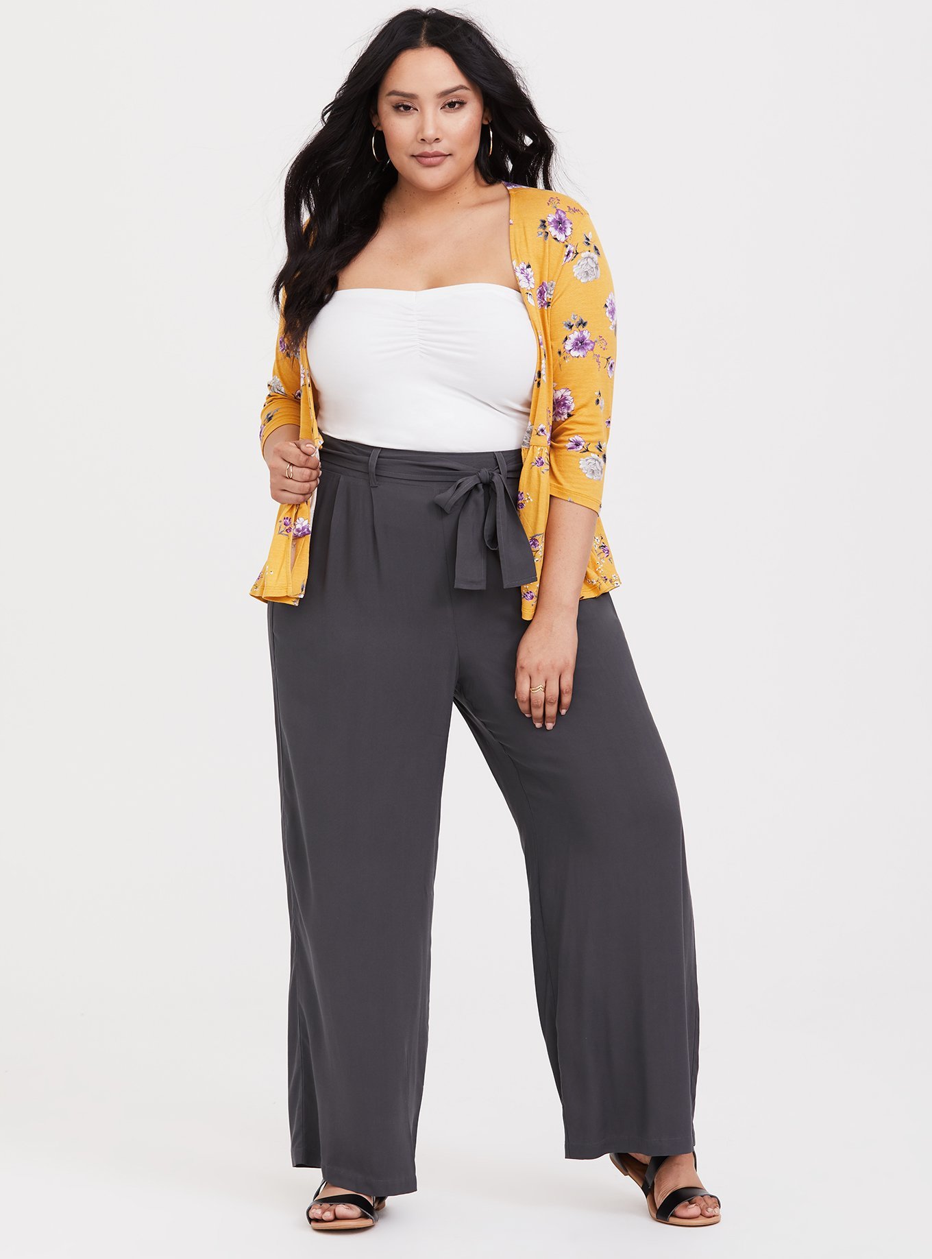 Plus Size - Grey Challis Wide Leg Pant - Torrid