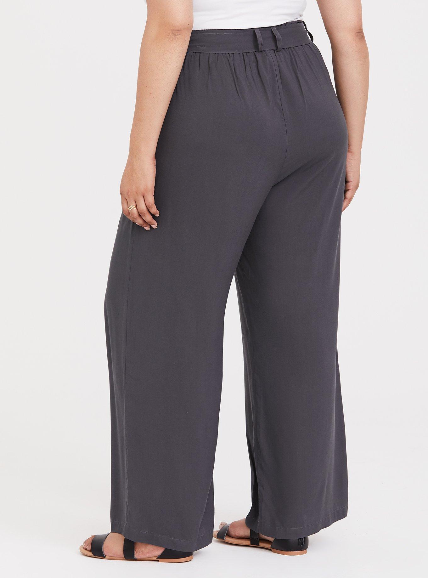 Plus Size - Grey Challis Wide Leg Pant - Torrid