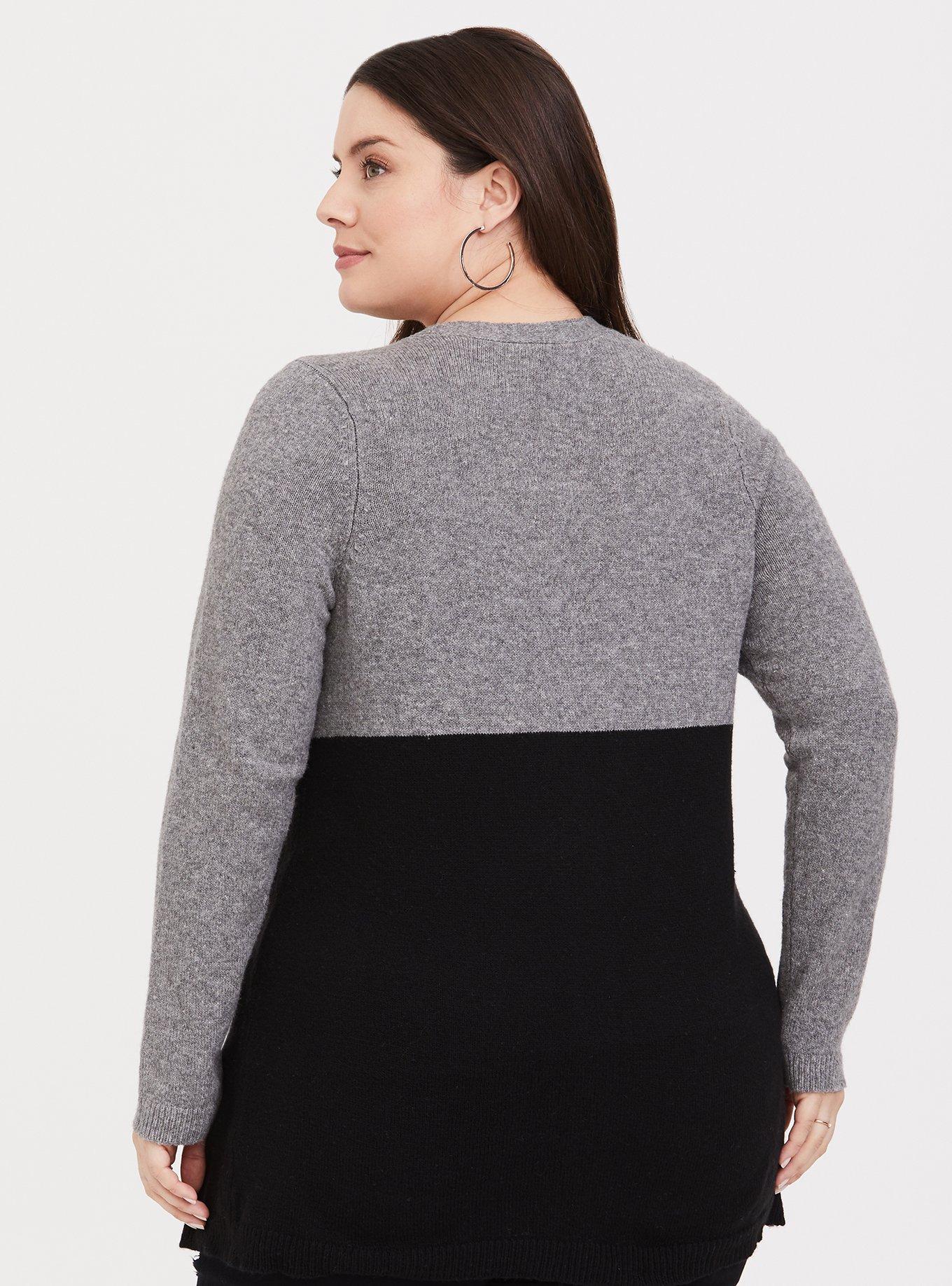 Plus Size - Grey & Black Colorblock Cardigan - Torrid