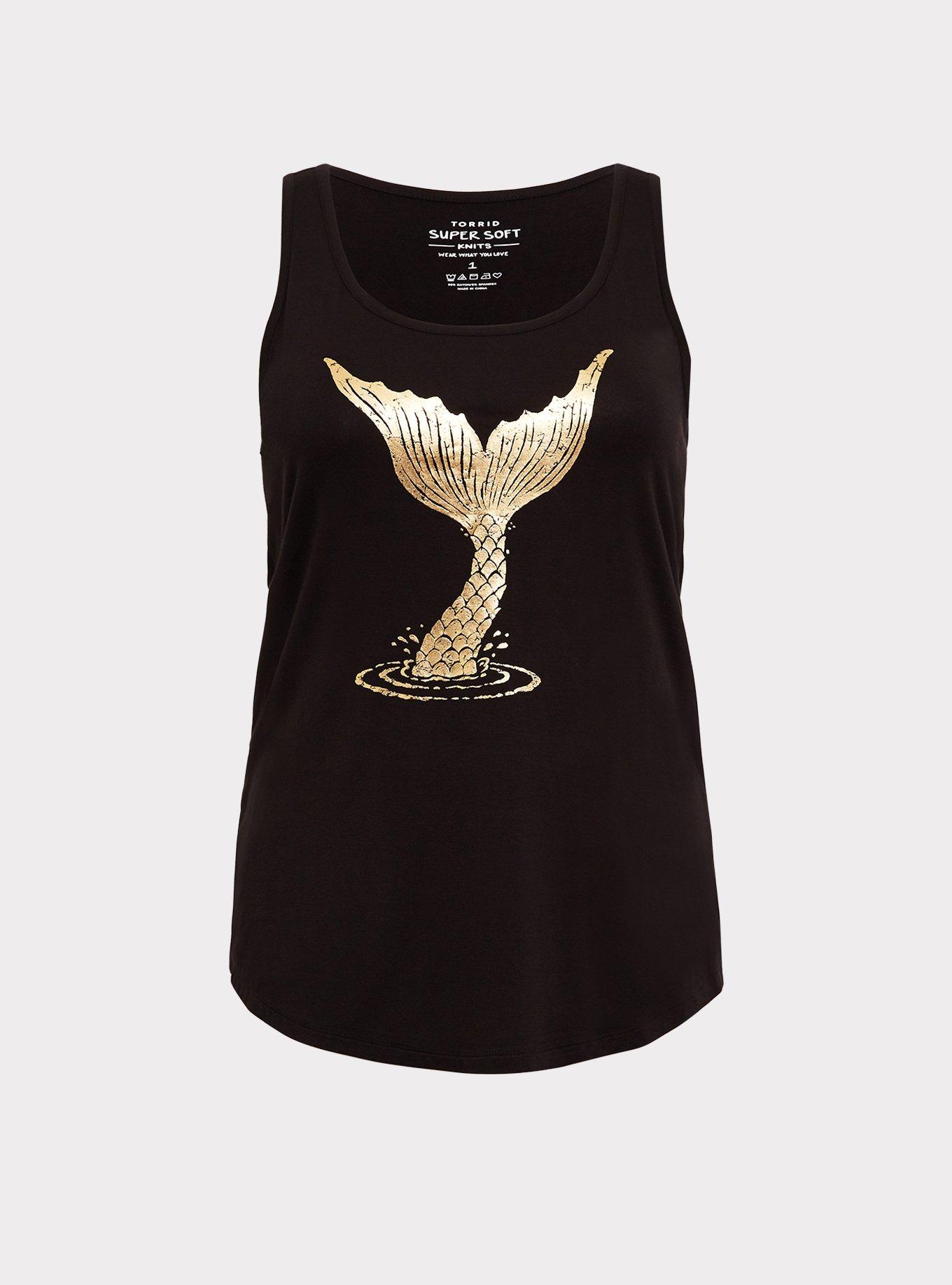Plus Size - Super Soft Black Foil Mermaid Tank - Torrid