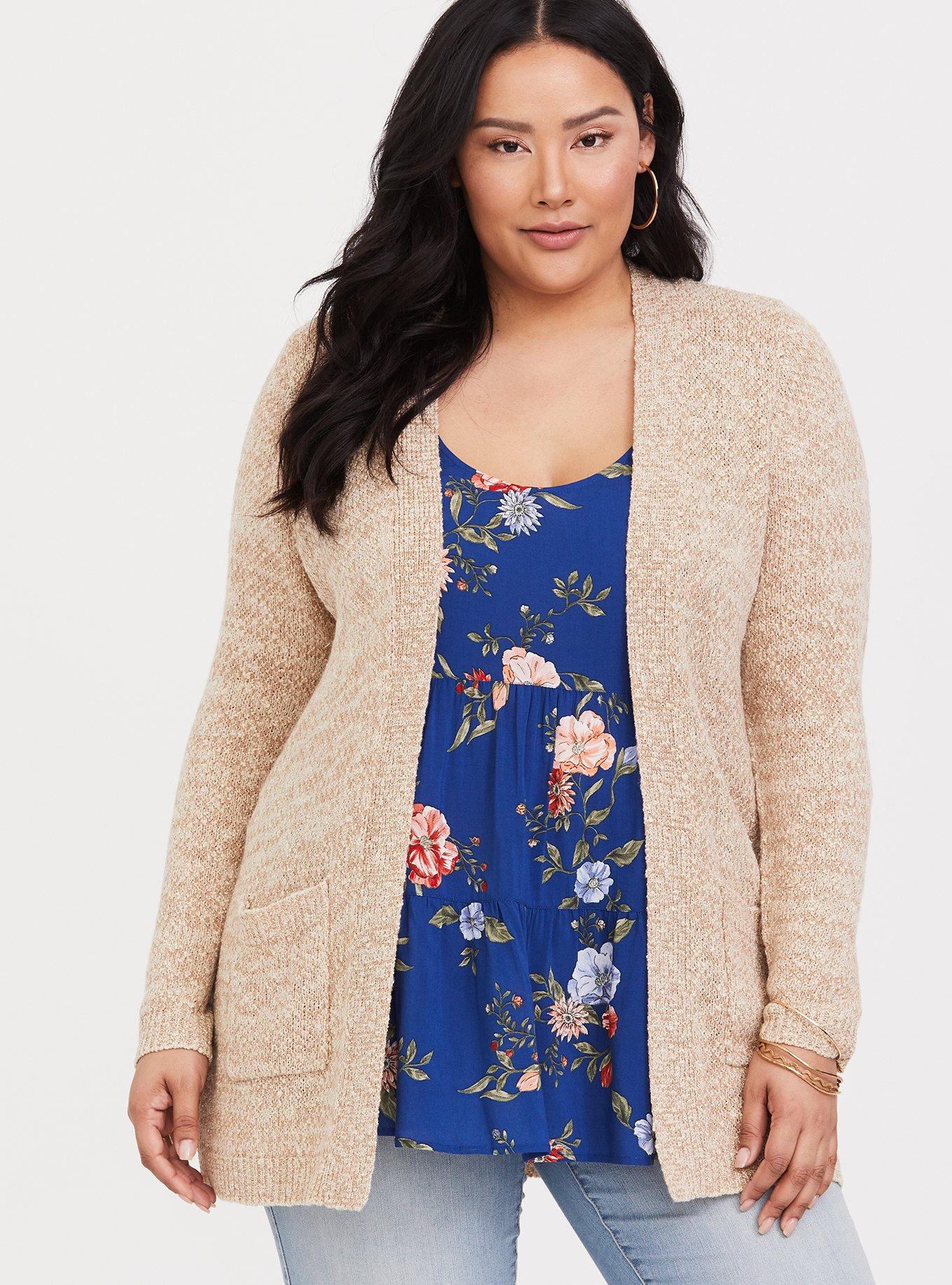 Plus Size - Tan Textured Slub Cardigan - Torrid