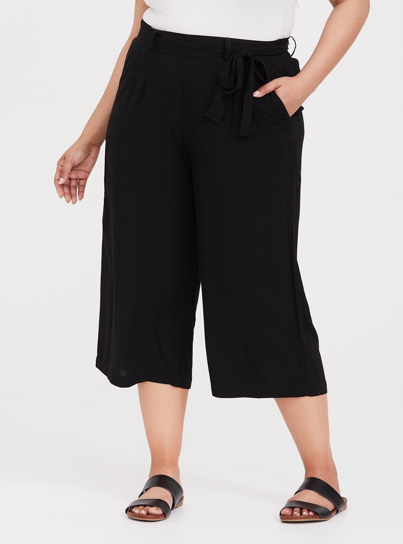 Plus Size - Black Challis Culotte Pant - Torrid