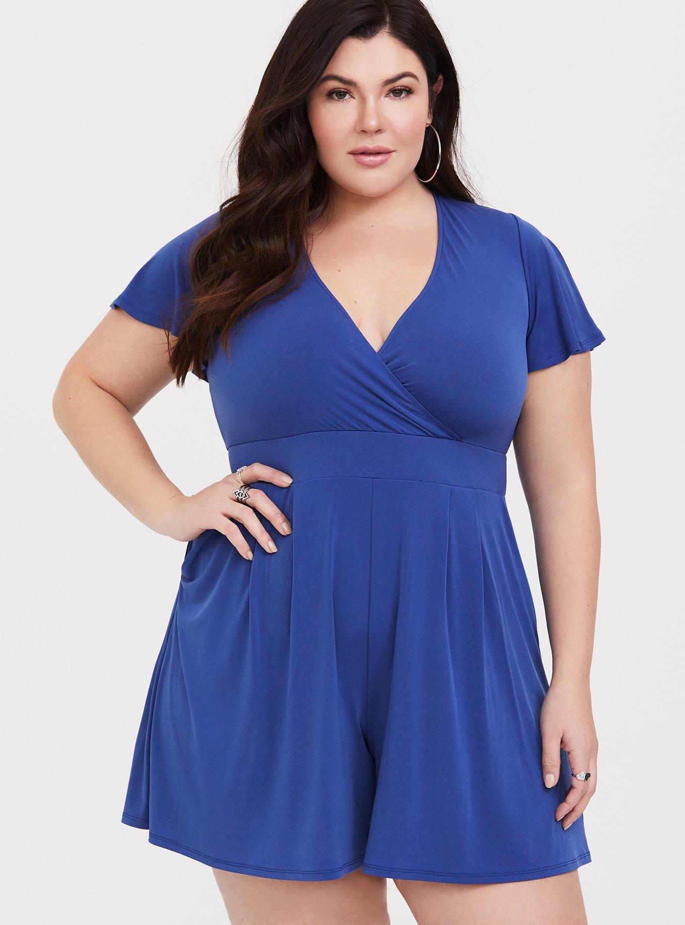 Plus Size - Blue Studio Knit Romper - Torrid