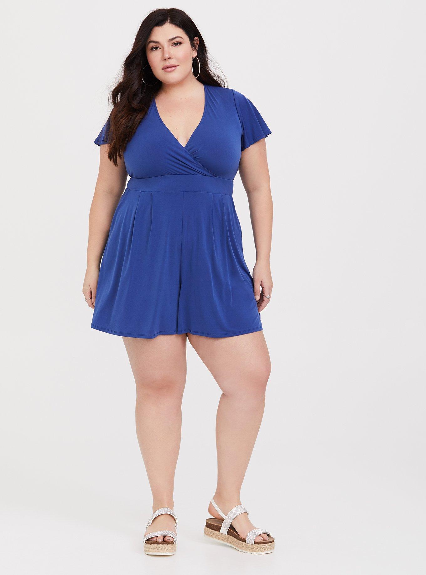 Plus Size - Blue Studio Knit Romper - Torrid