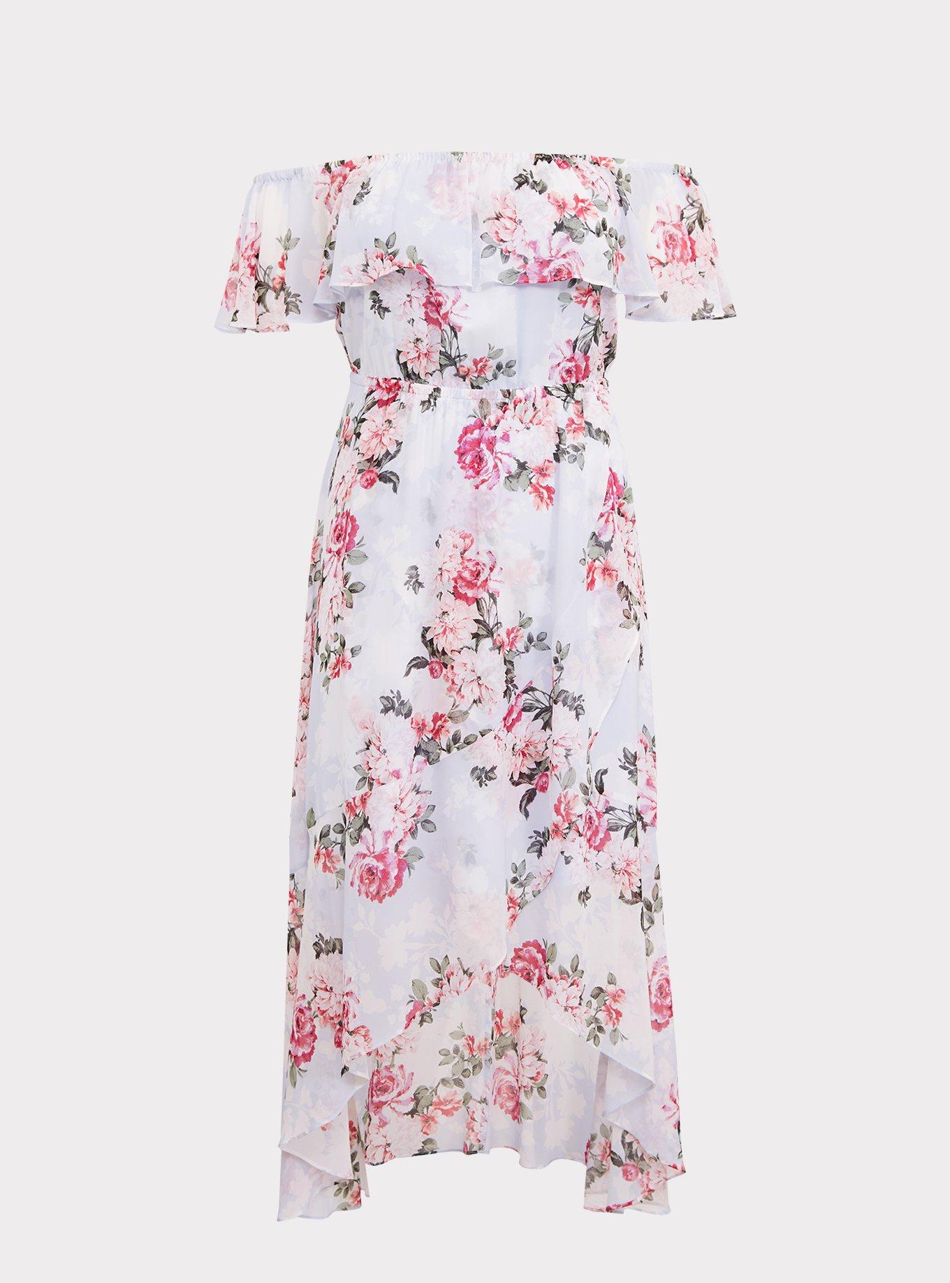Plus Size - Blue Floral Chiffon Hi-Lo Maxi Dress - Torrid