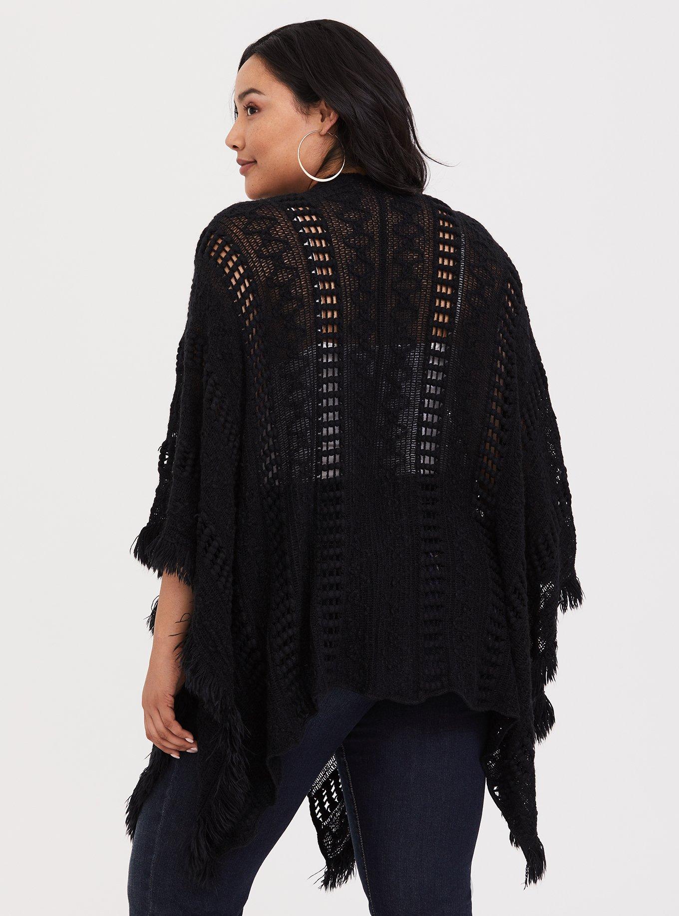 Plus Size - Open Knit Woven Ruana - Torrid