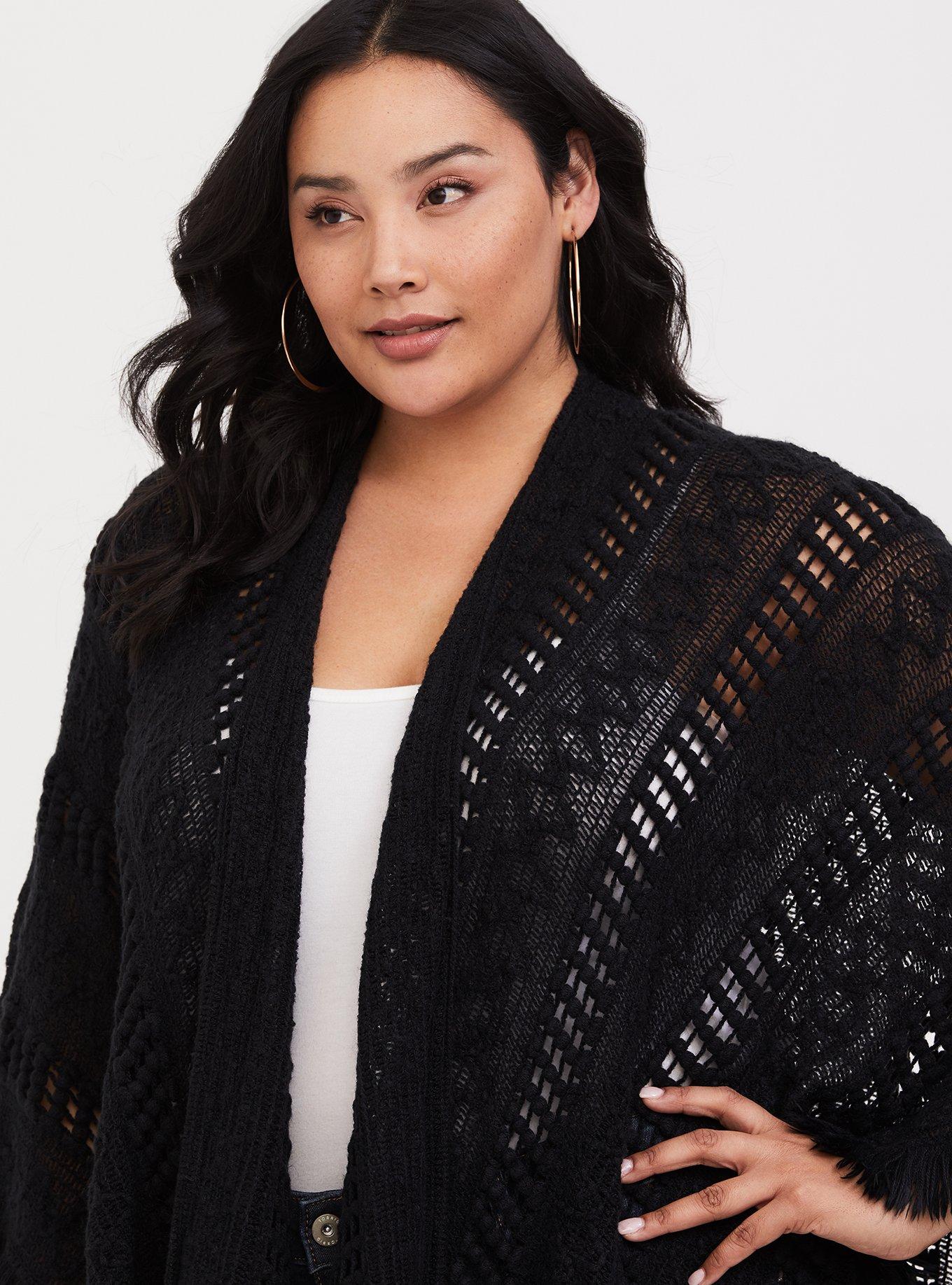 Plus Size - Open Knit Woven Ruana - Torrid