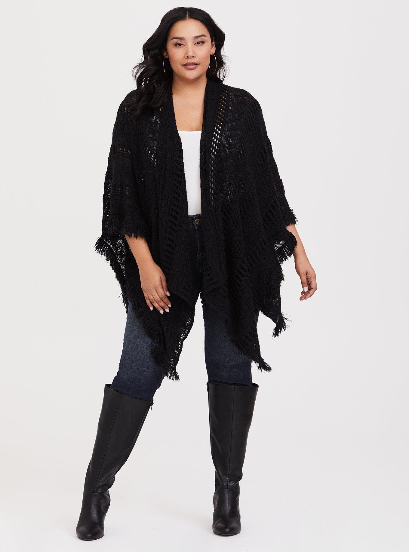 Plus Size - Open Knit Woven Ruana - Torrid