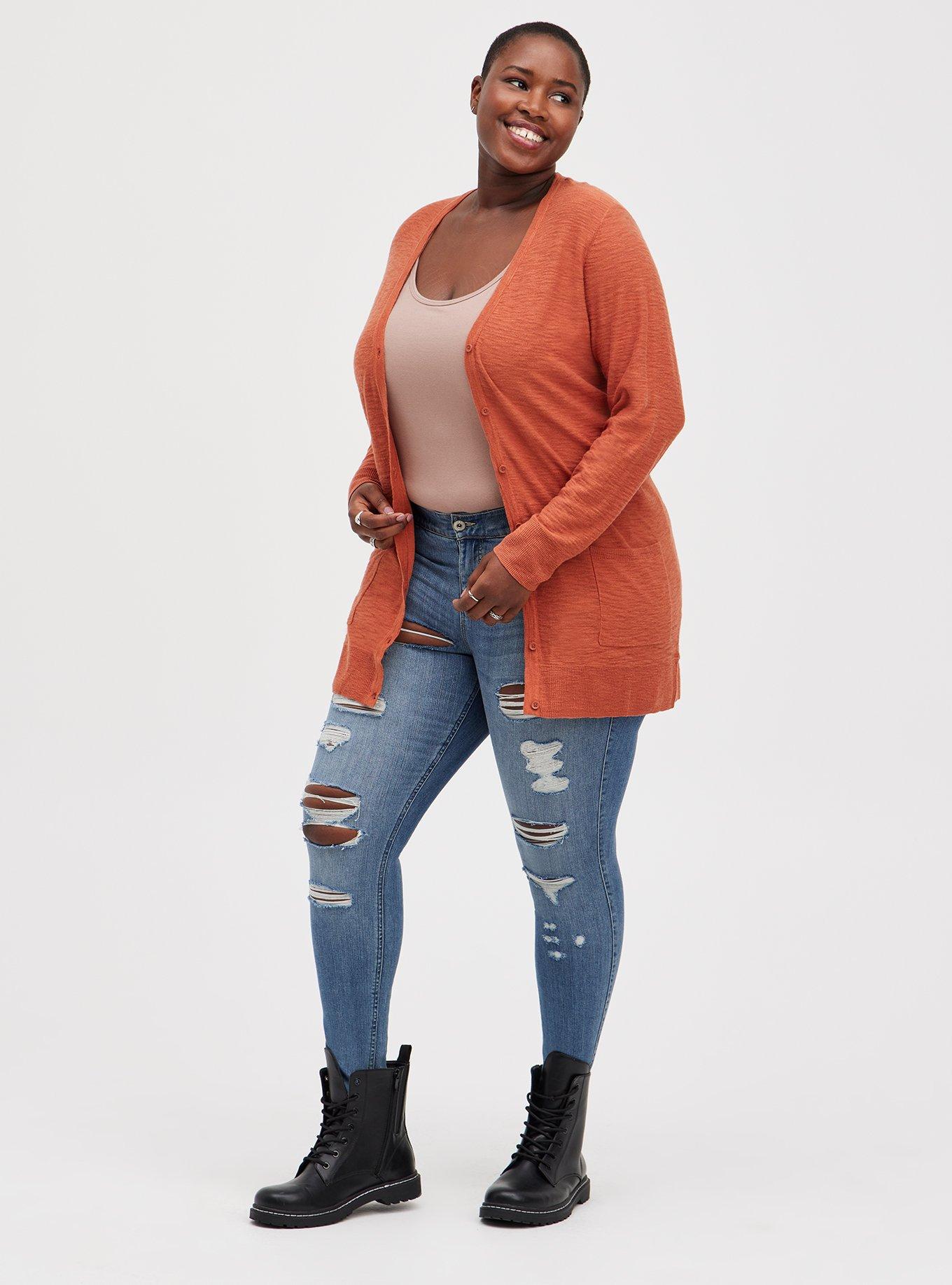 Plus Size - Slub Boyfriend Cardigan Button-Front Sweater - Torrid