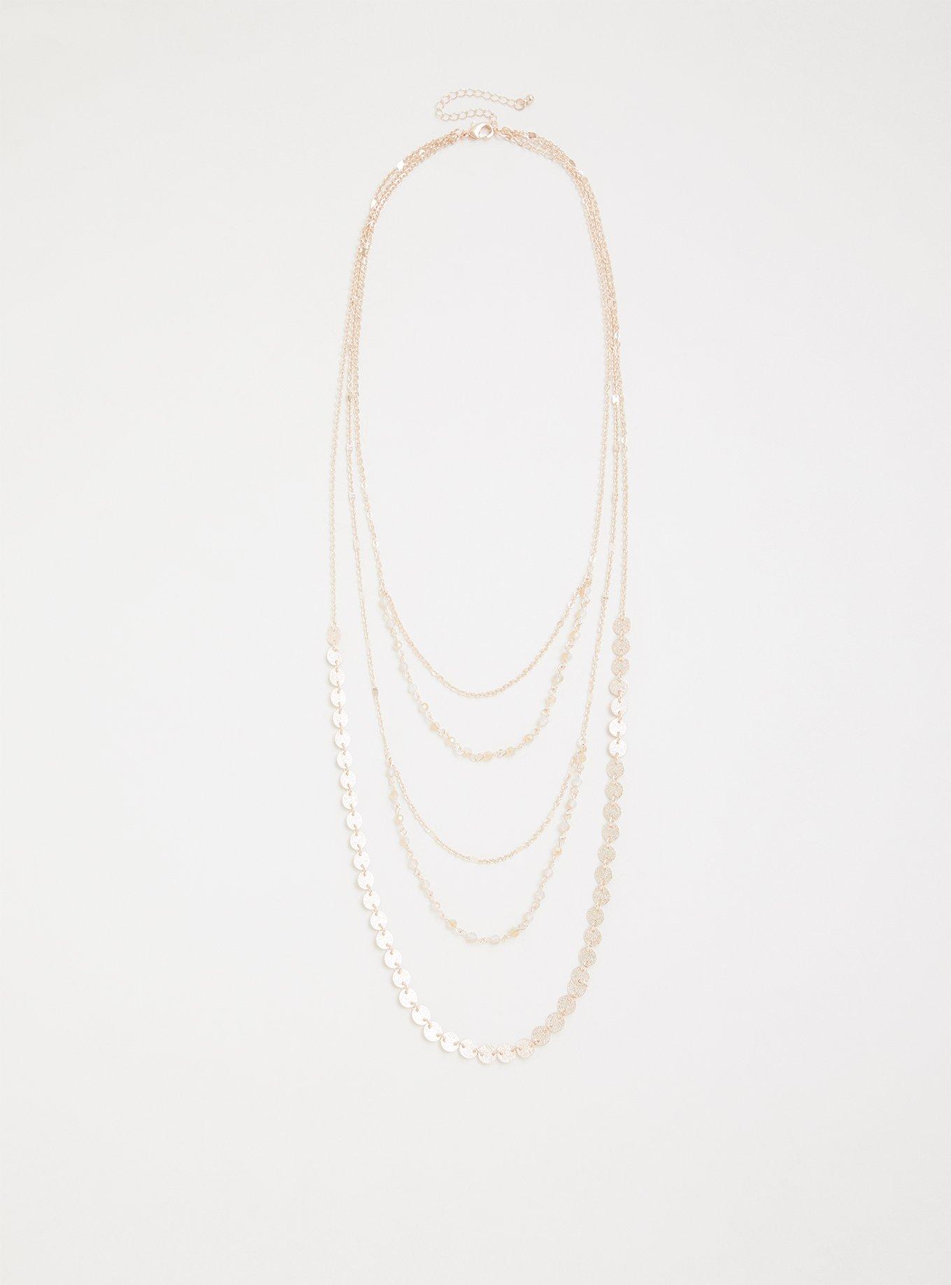 Plus Size - Rose Gold Disc Beaded Layer Necklace - Torrid