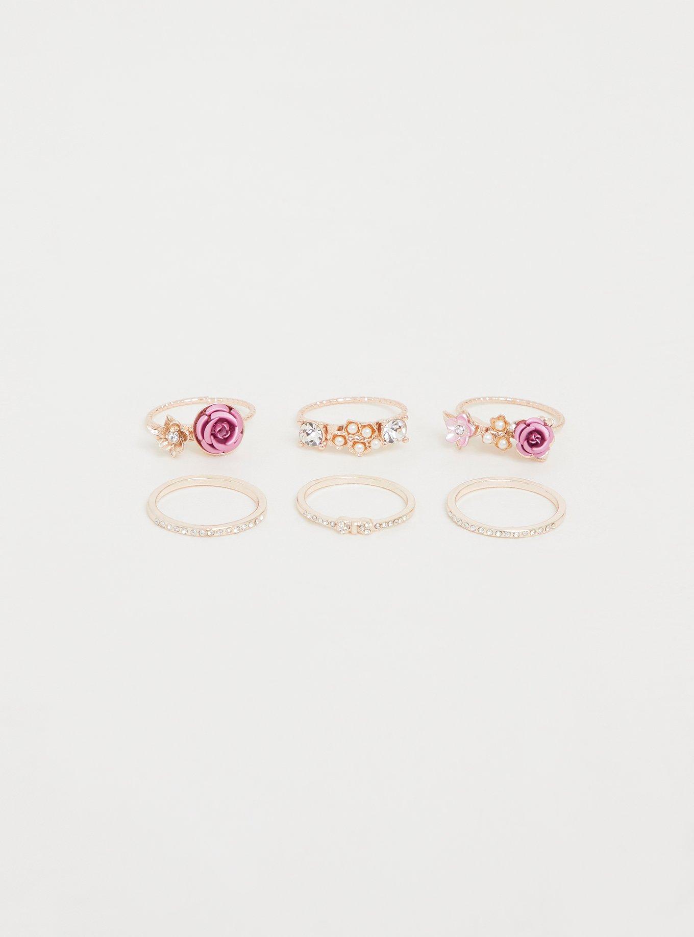 Plus Size - Rose Gold Rosette Stacking Ring - Set of 6 - Torrid